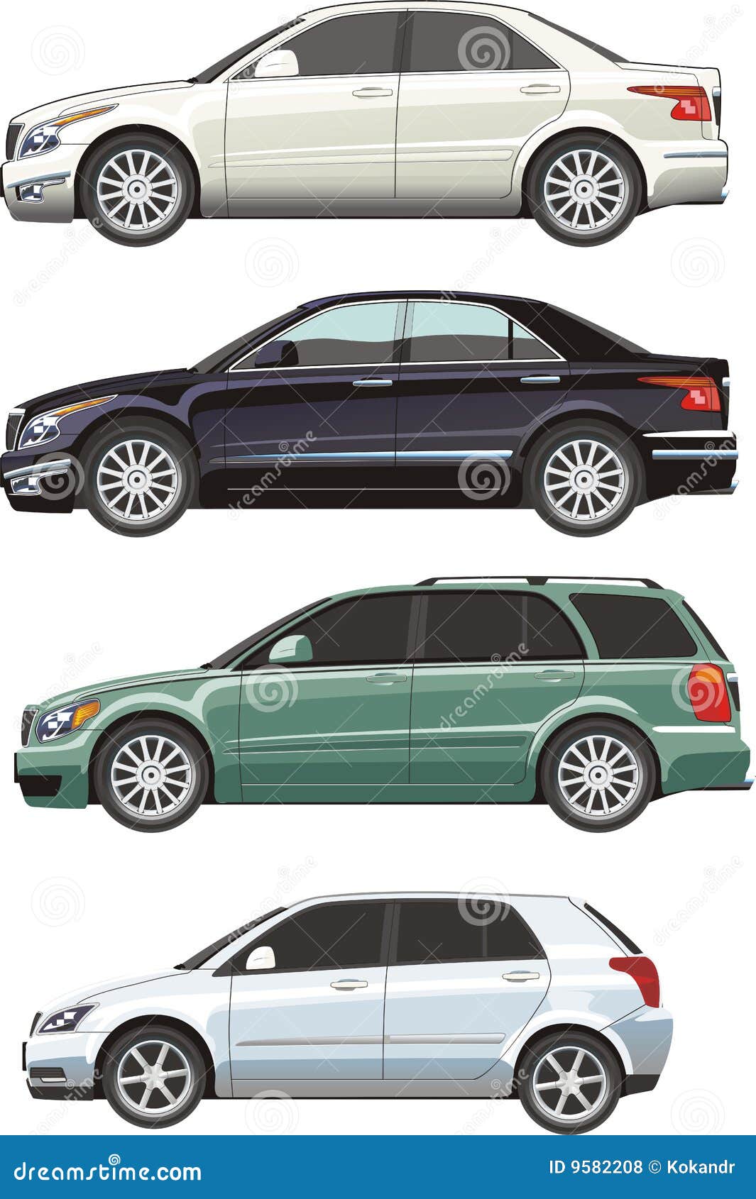 Car set stock vector. Illustration of limousine, vehicle - 9582208