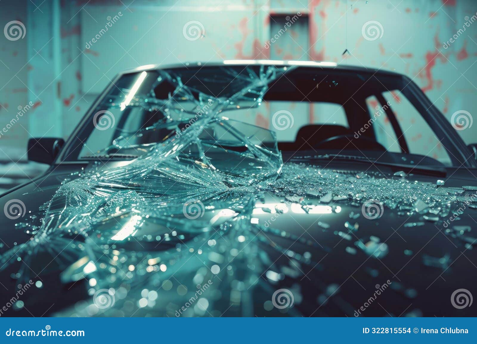 Car with a Severely Shattered Windshield, Hinting at an Accident or ...