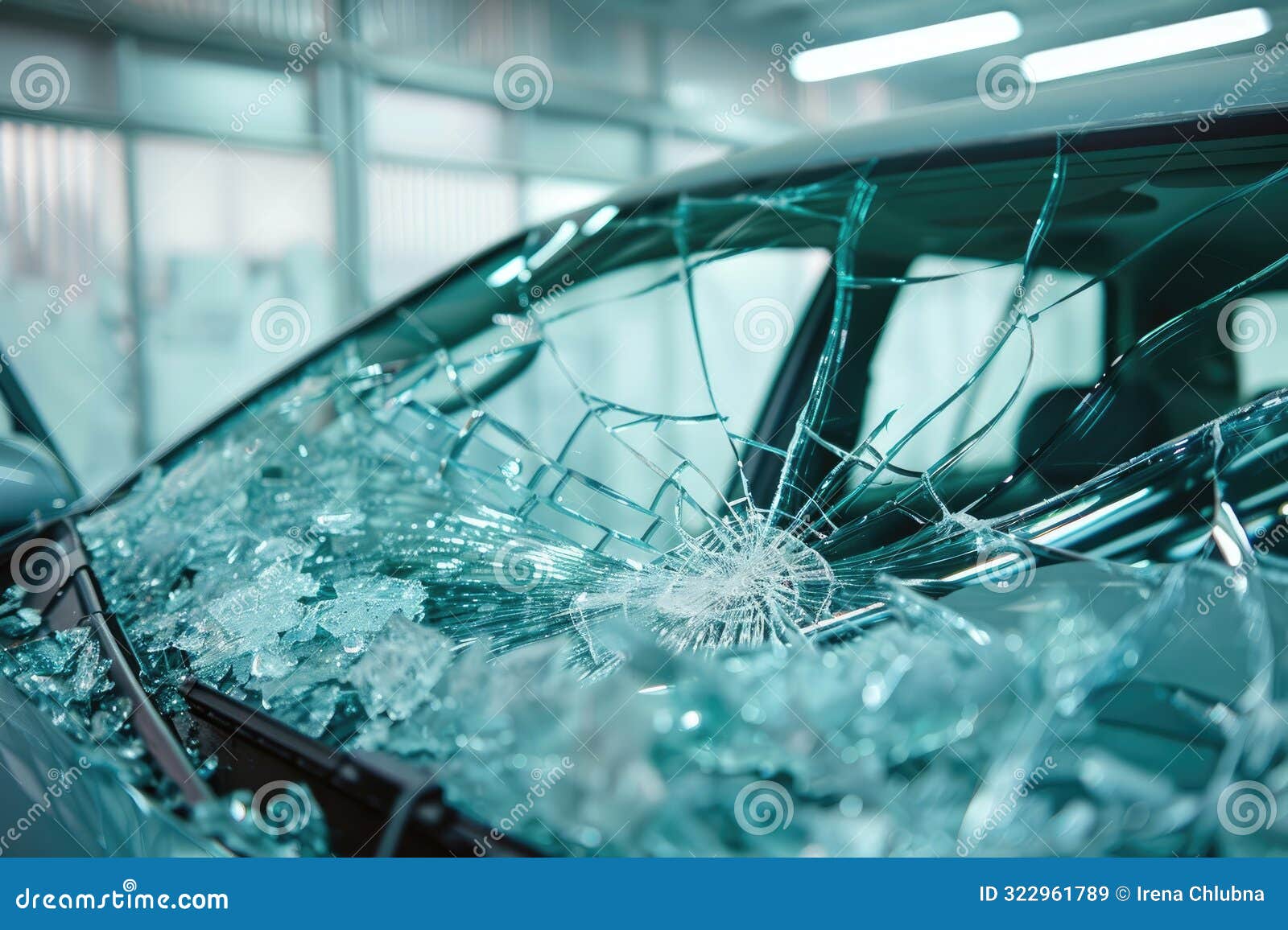 Car with a Severely Shattered Windshield, Hinting at an Accident or ...