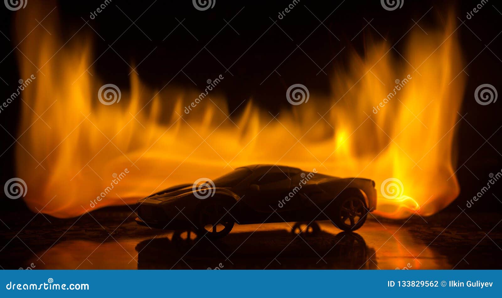 The Car in the Shadows with Glowing Lights in Low Light, or Silhouette ...