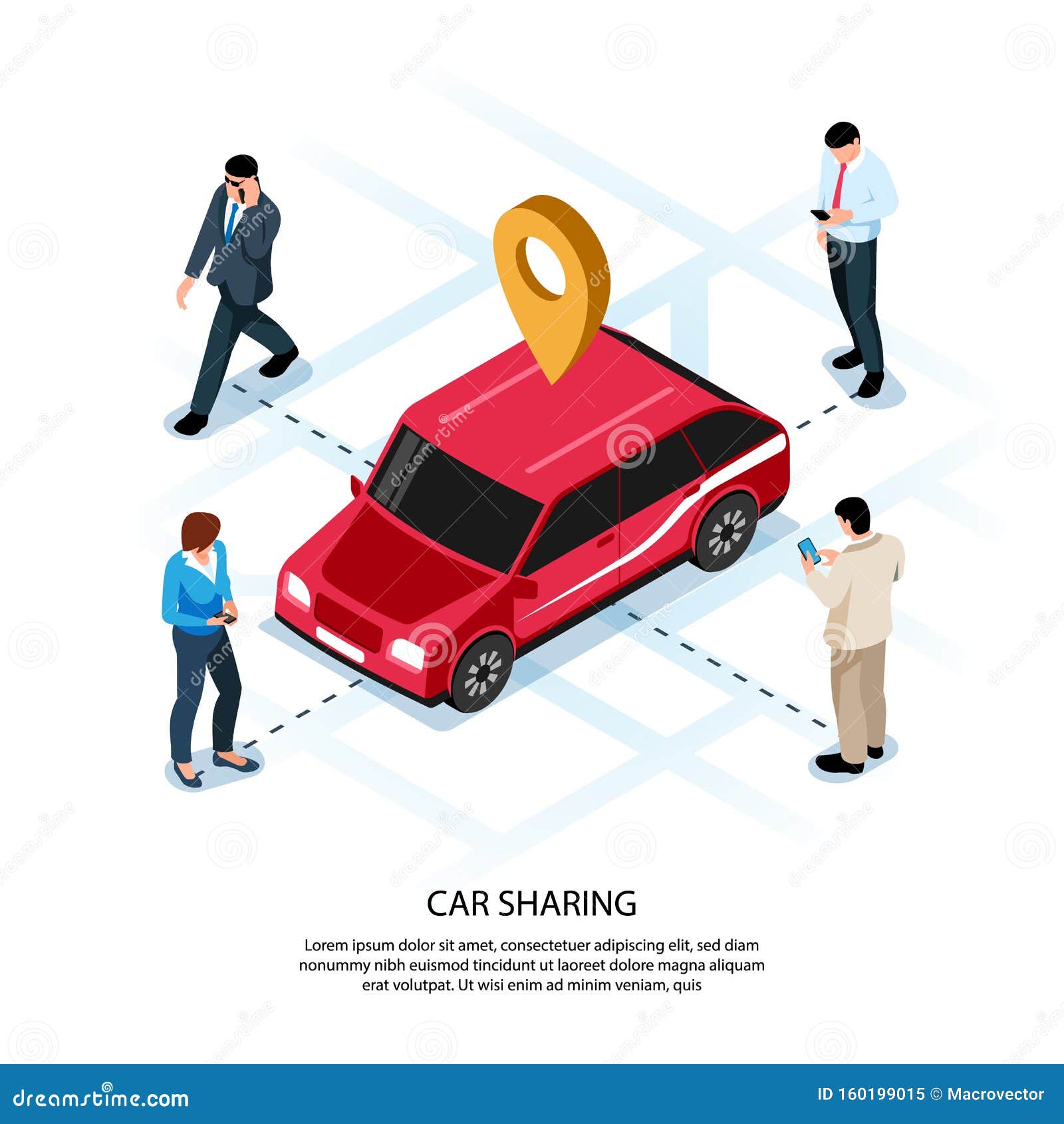 Car Sharing Isometric Composition Stock Vector - Illustration of ...