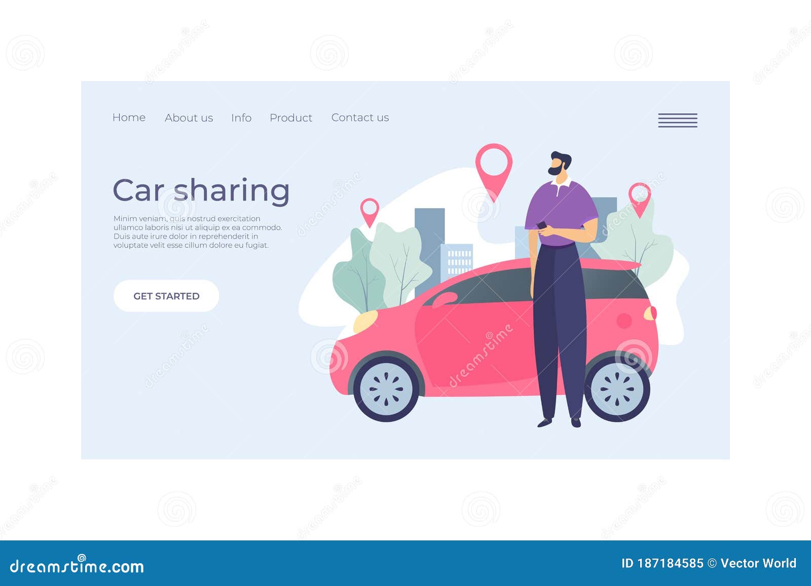 Car Sharing Service Landing Concept Web Banner Flat Vector Illustration ... Car Sharing Service Landing Concept Web Banner Flat Vector Illustration ...