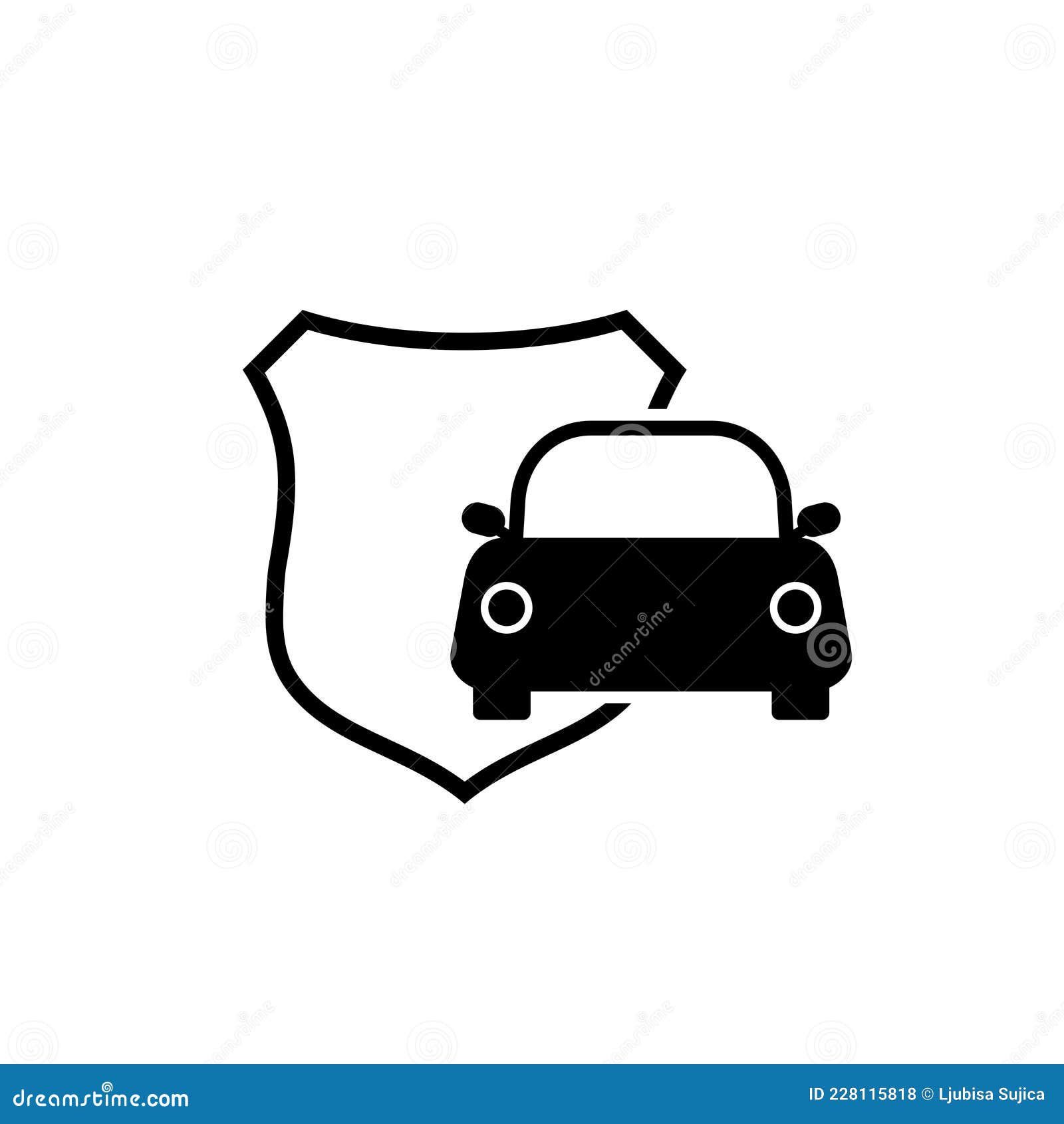 Car with Shield Icon Isolated on White Background Stock Vector ...