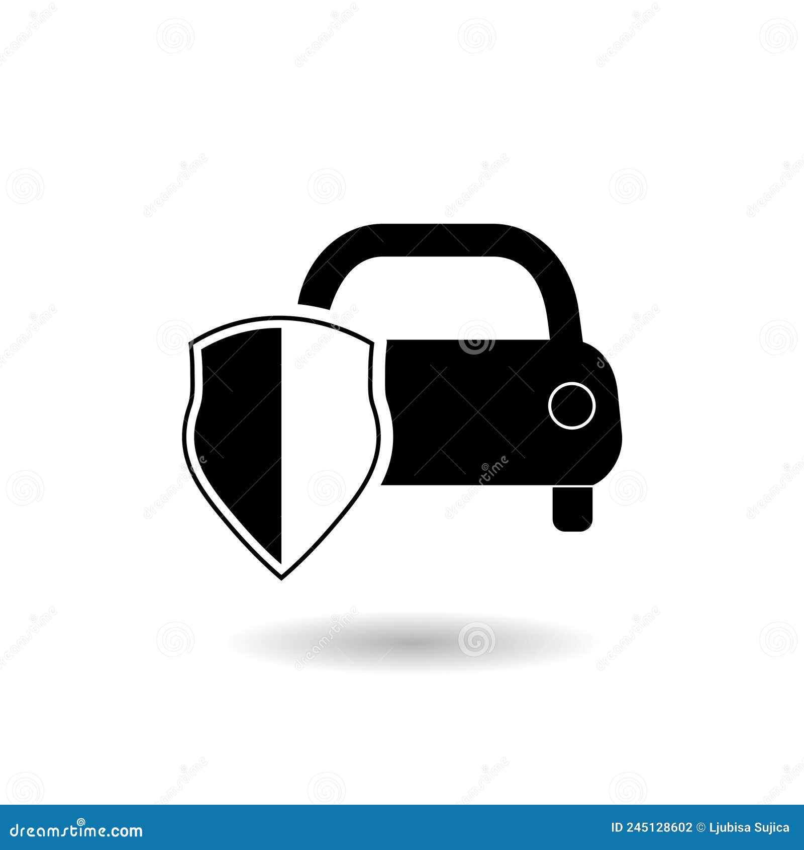 Car with Shield Icon Logo with Shadow Stock Vector - Illustration of ...