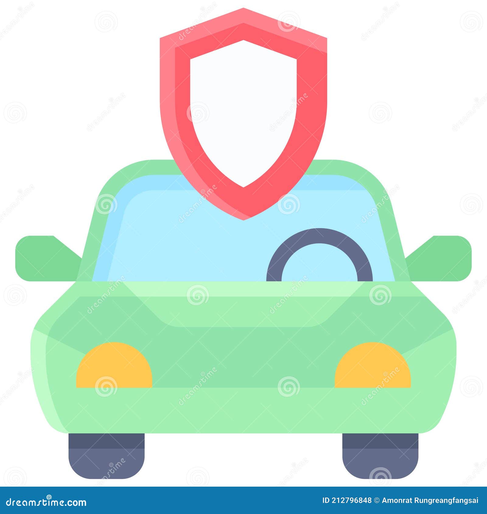 Car with Shield Icon, Parking Lot Related Vector Stock Vector ...
