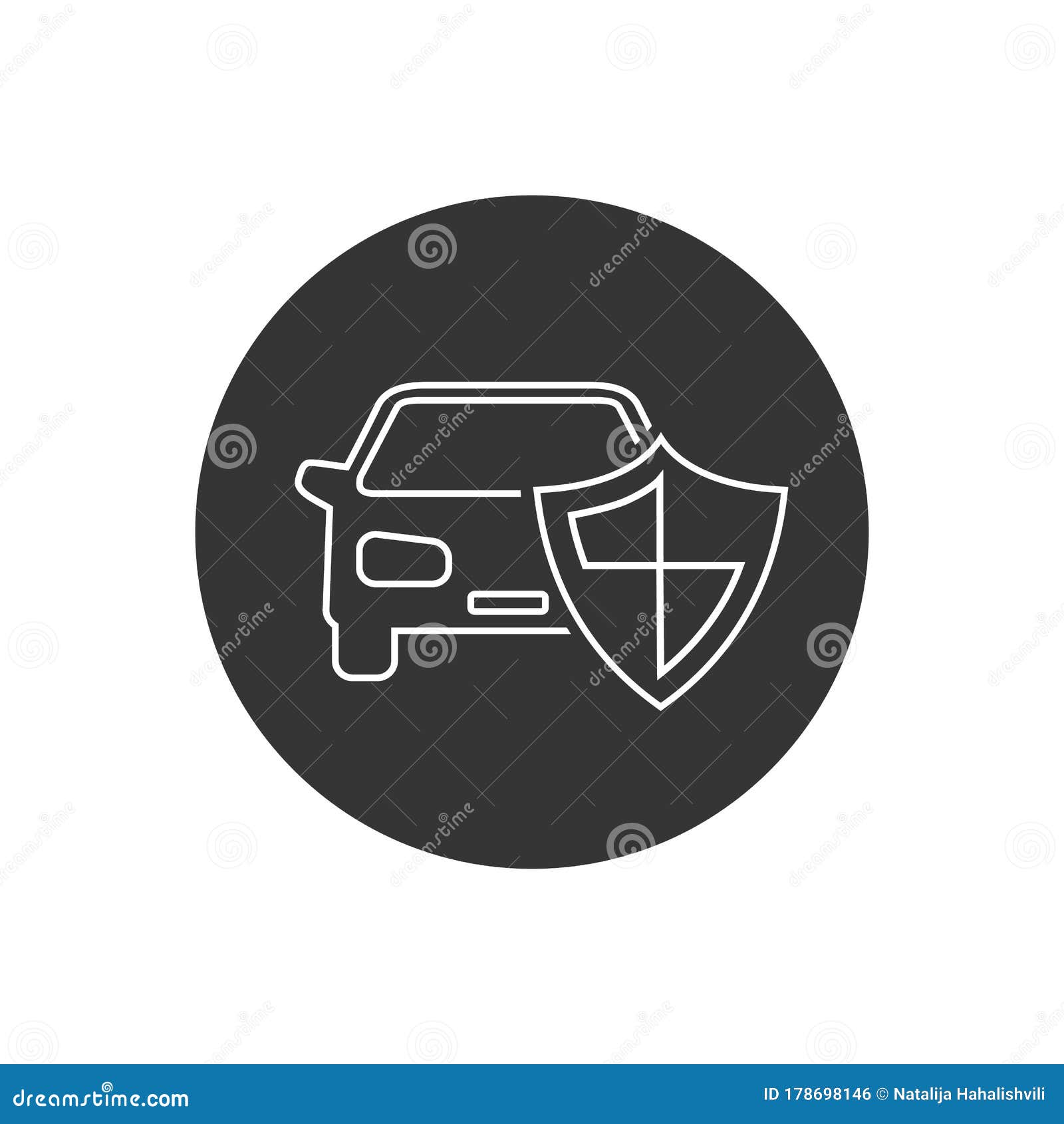 Car Shield Line Icon on White Vector in Modern Flat Style Stock Vector ...