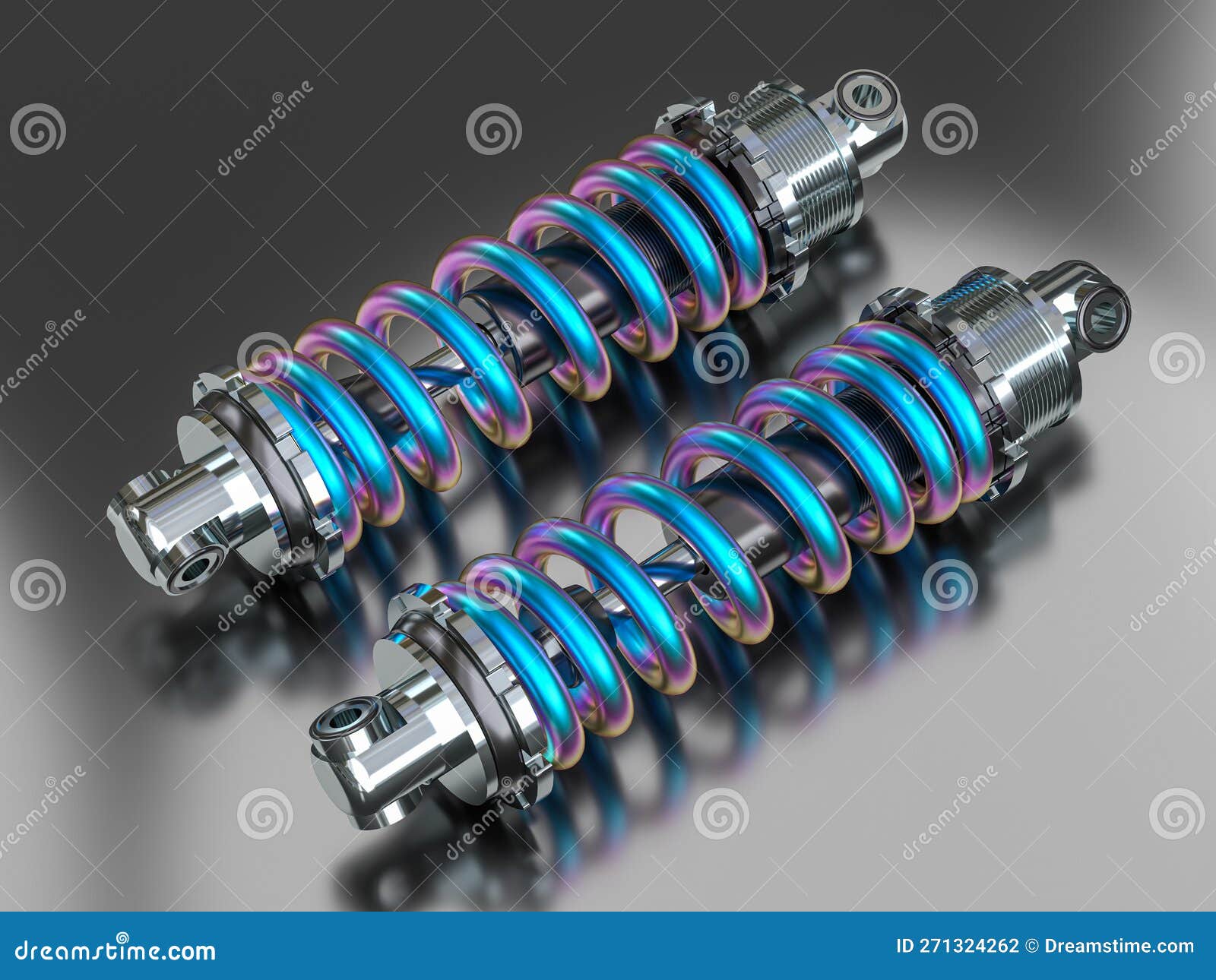 Car Shock Absorbers with Iridescent Spring Stock Illustration ...