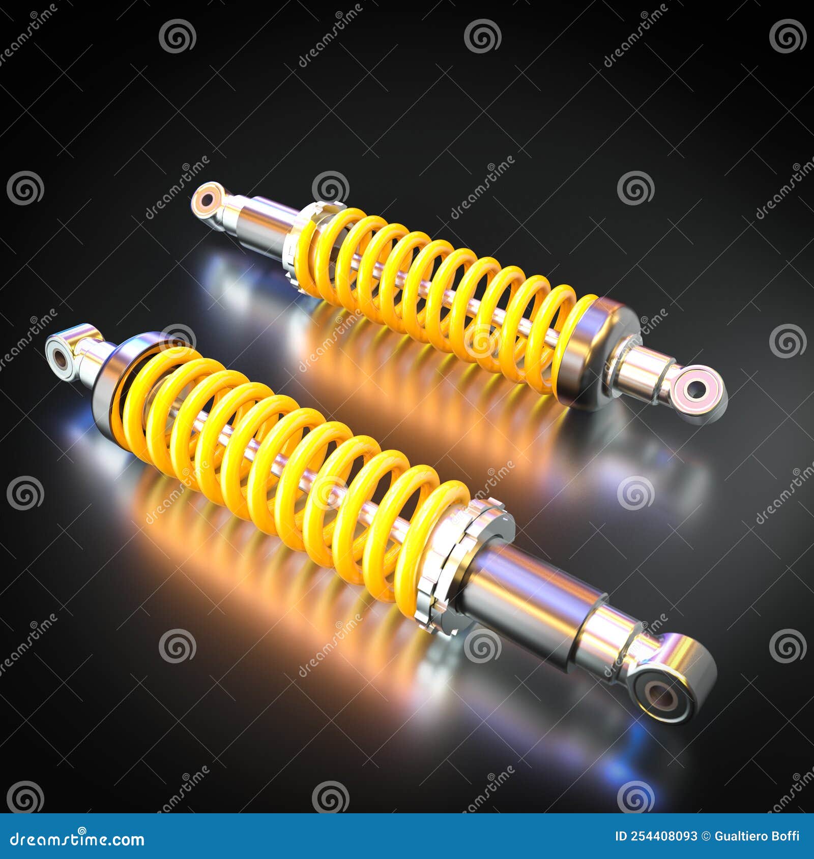 Car Shock Absorbers with Yellow Spring Stock Illustration ...