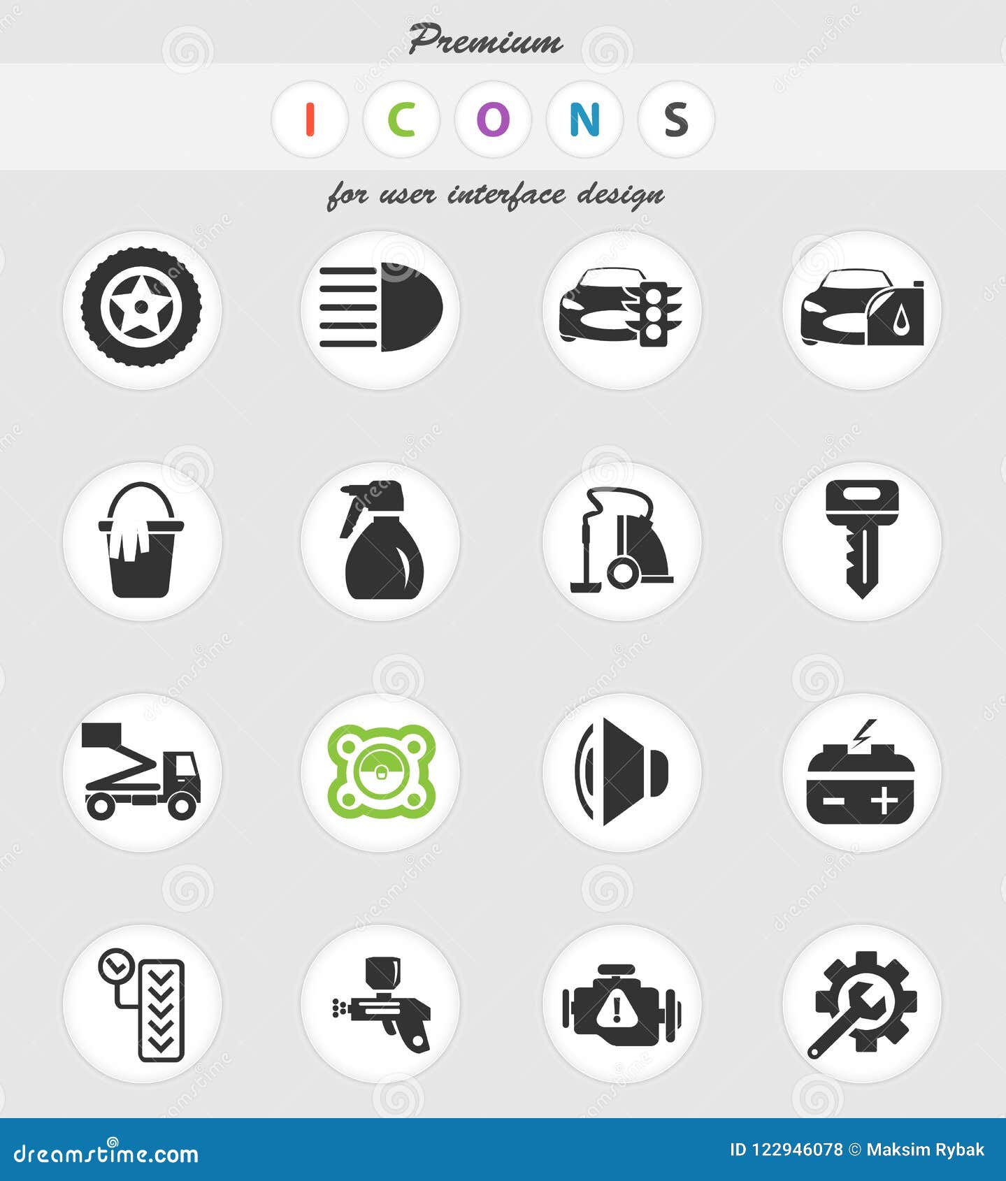 Car shop icon set stock vector. Illustration of canister - 122946078