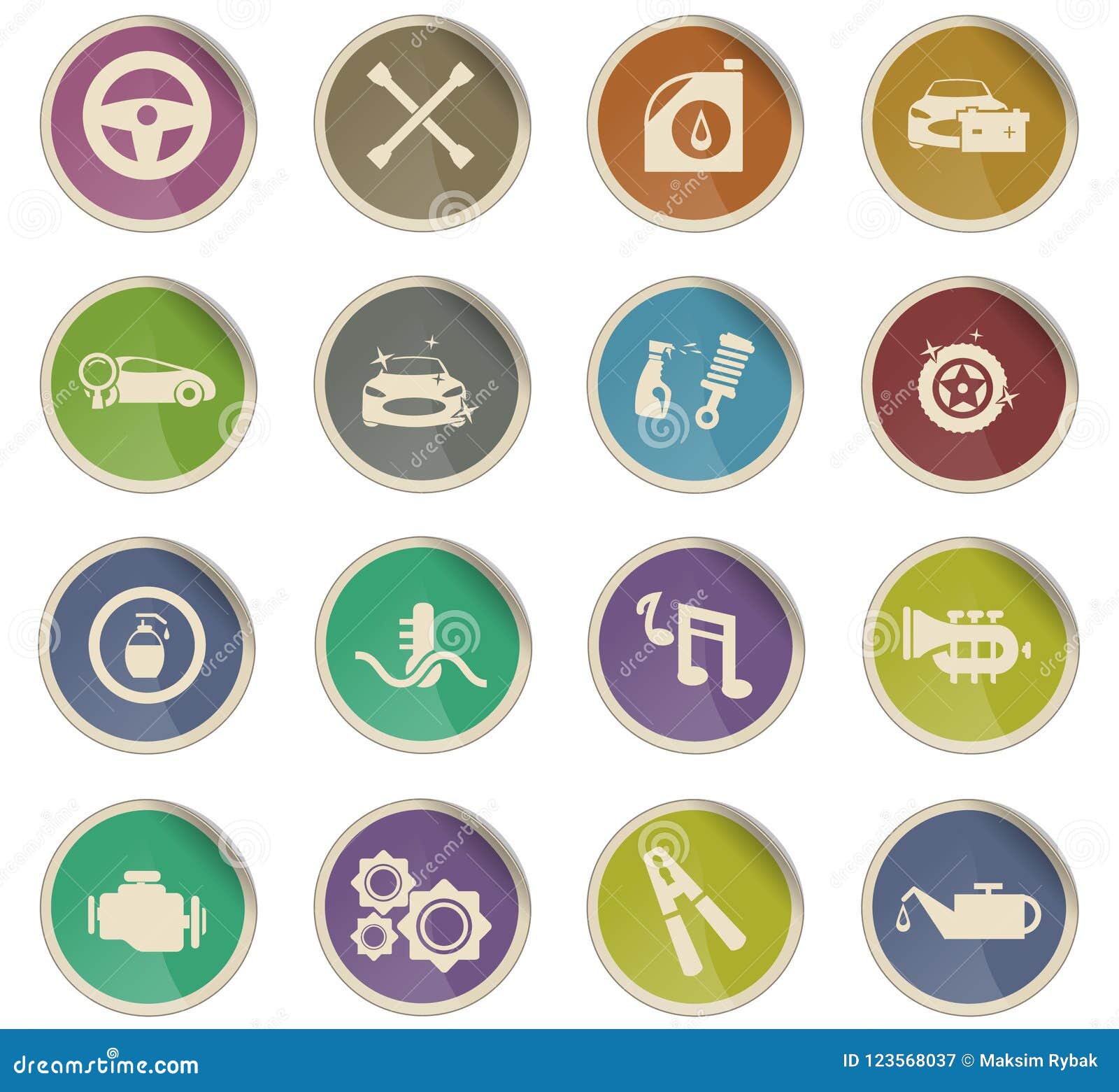 Car shop icon set stock vector. Illustration of wrench - 123568037
