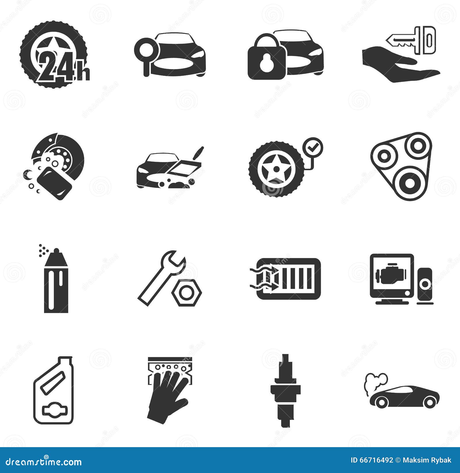 Car shop icons set stock vector. Illustration of vector - 66716492