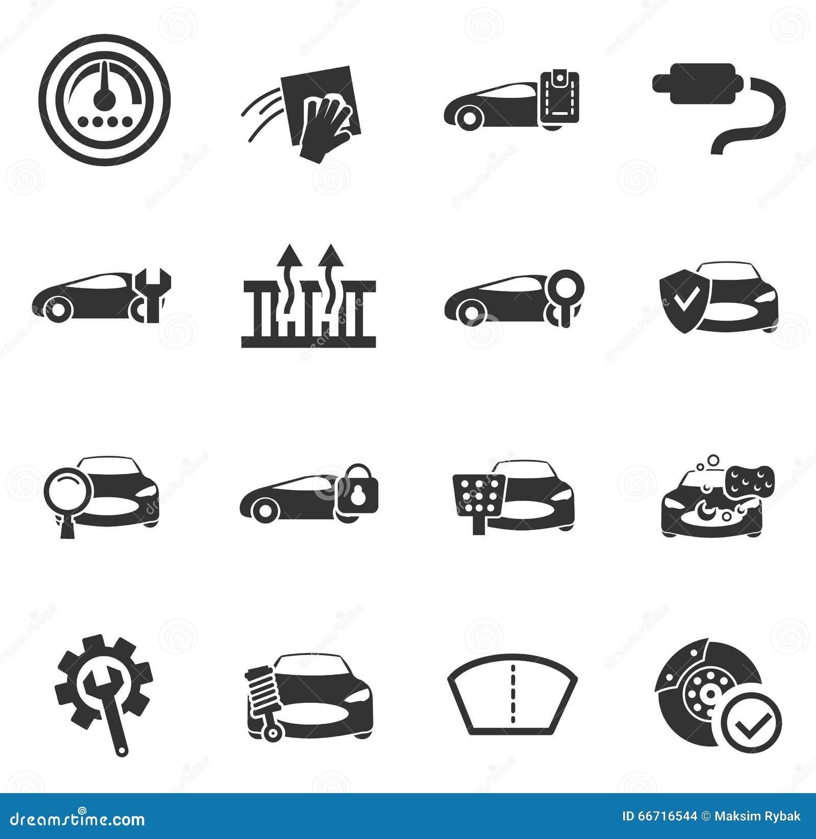 Car shop icons set stock vector. Illustration of garage - 66716544