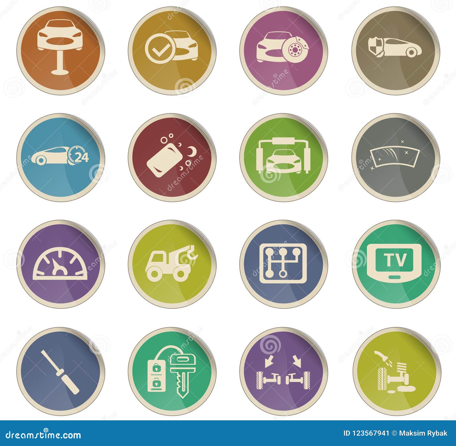 Car shop icon set stock vector. Illustration of suspender - 123567941