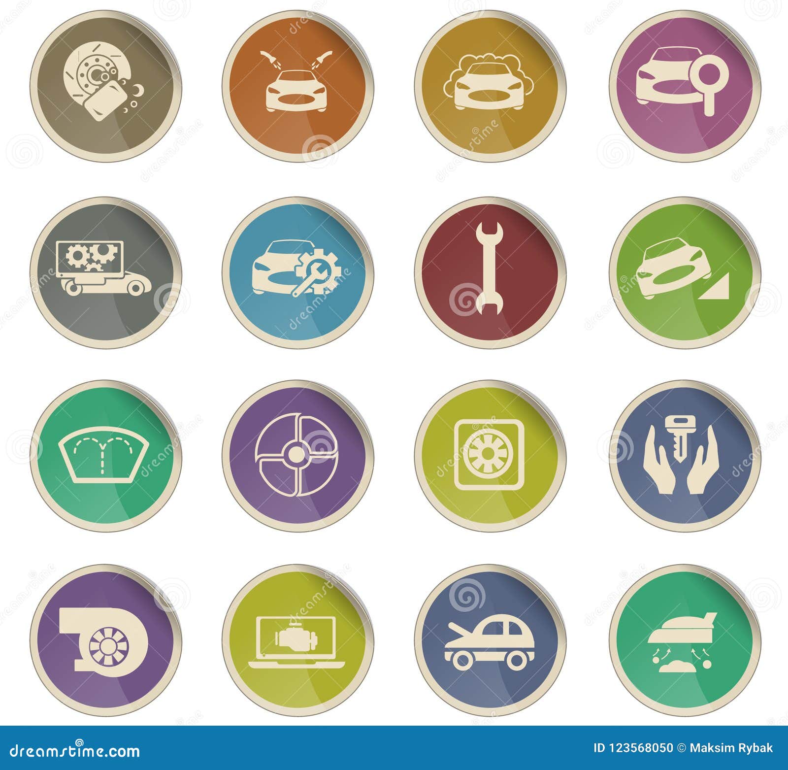 Car shop icon set stock vector. Illustration of gear - 123568050
