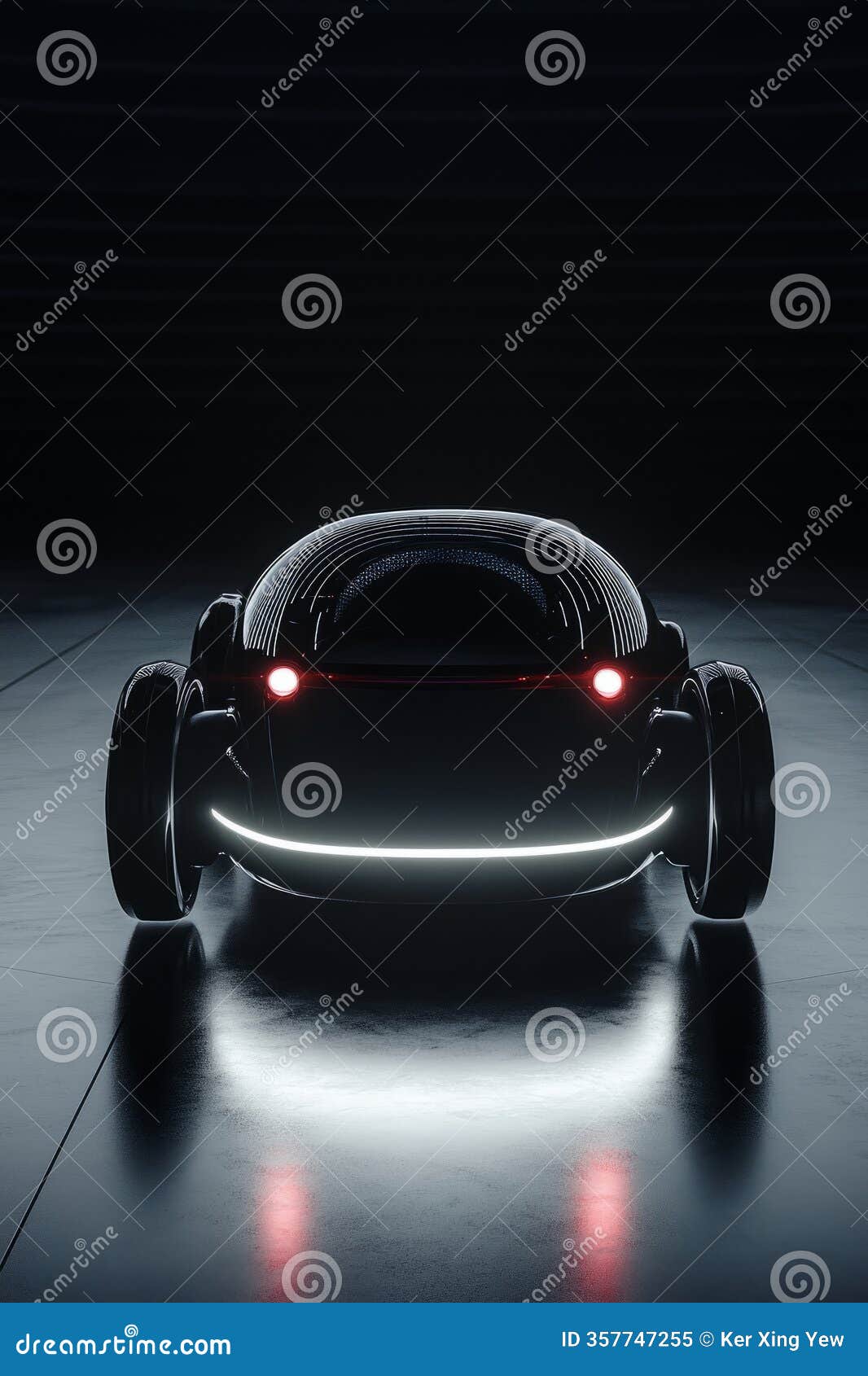 A Car is Shown in a Dark Room with Its Headlights on Stock Illustration ...