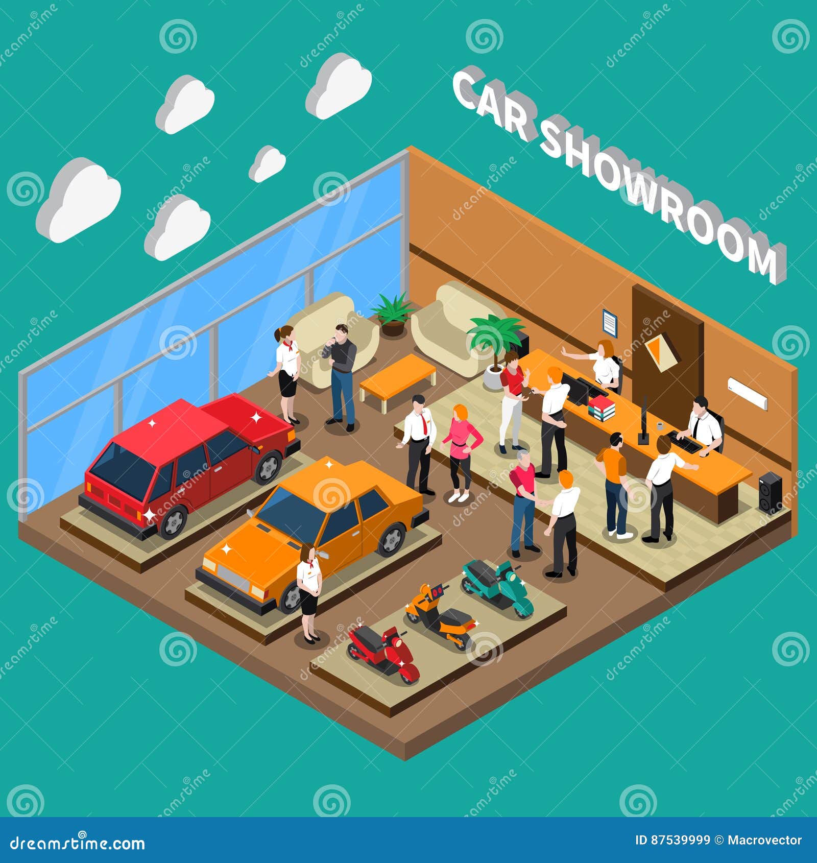 Isometric Car Showroom Flowchart Cartoon Vector | CartoonDealer.com ...