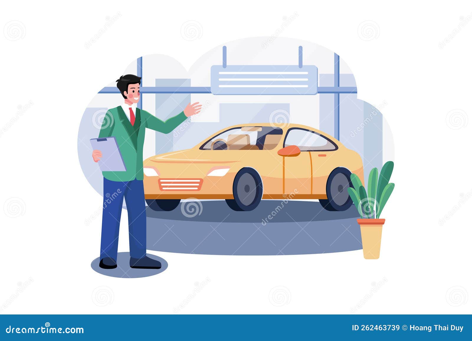 Car Showroom Manager Dealing with Car Stock Vector - Illustration of ...