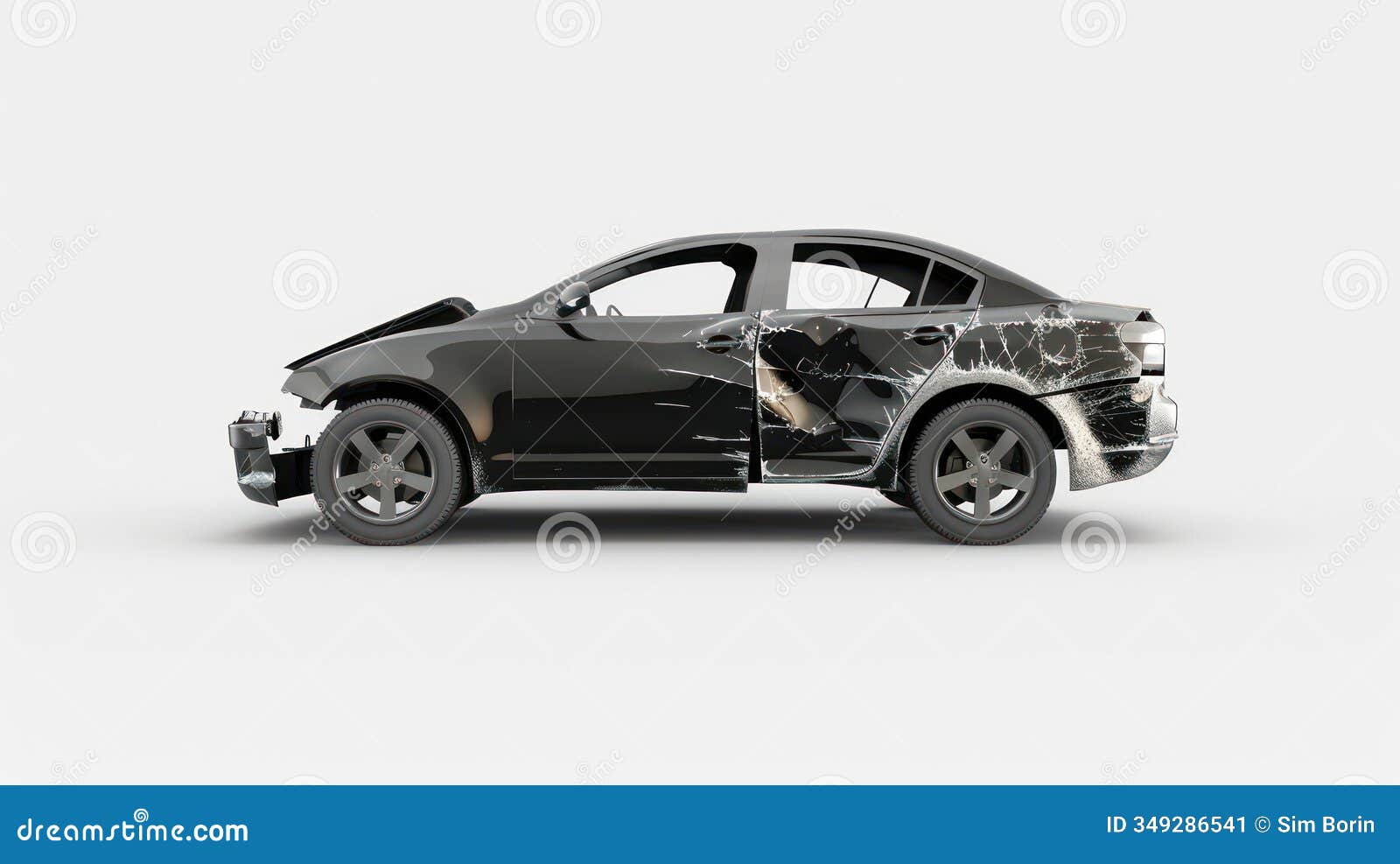 Car with Side Damage Isolated on a Plain Stock Illustration ...