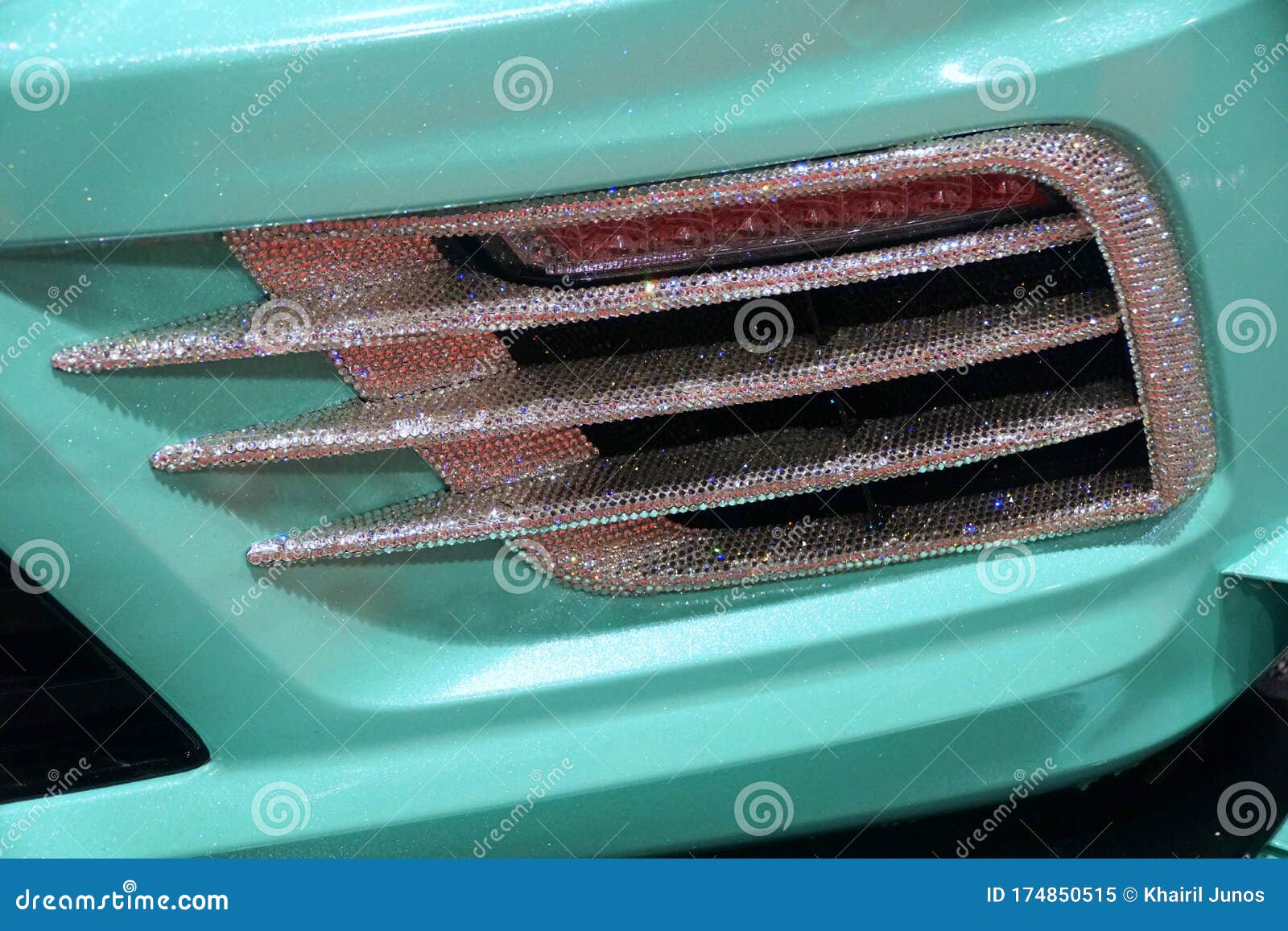 A Car Side Grille Decorated with Shiny Rhinestones Stock Image - Image ...