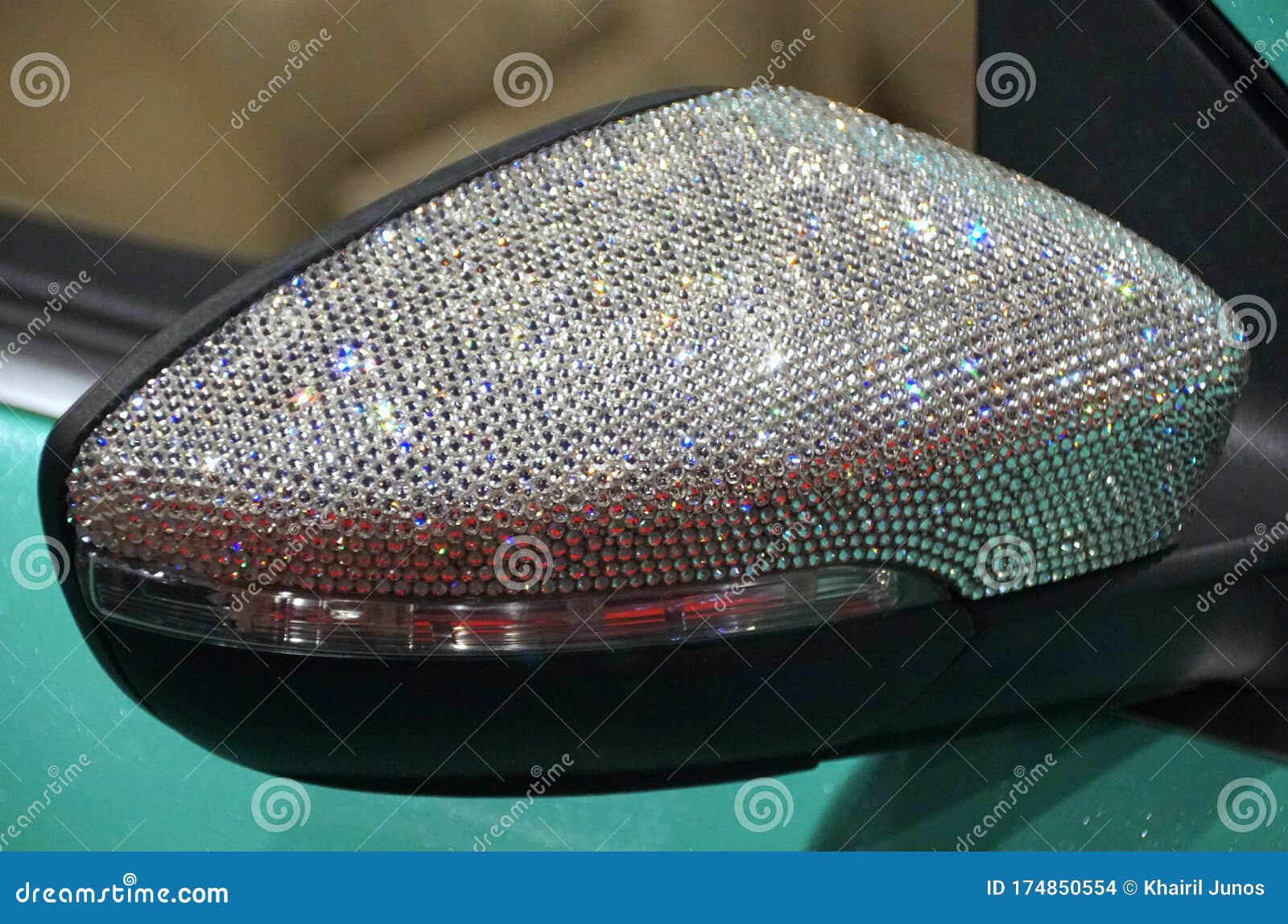 A Car Side Mirror Decorated with Shiny Rhinestones Stock Photo - Image ...