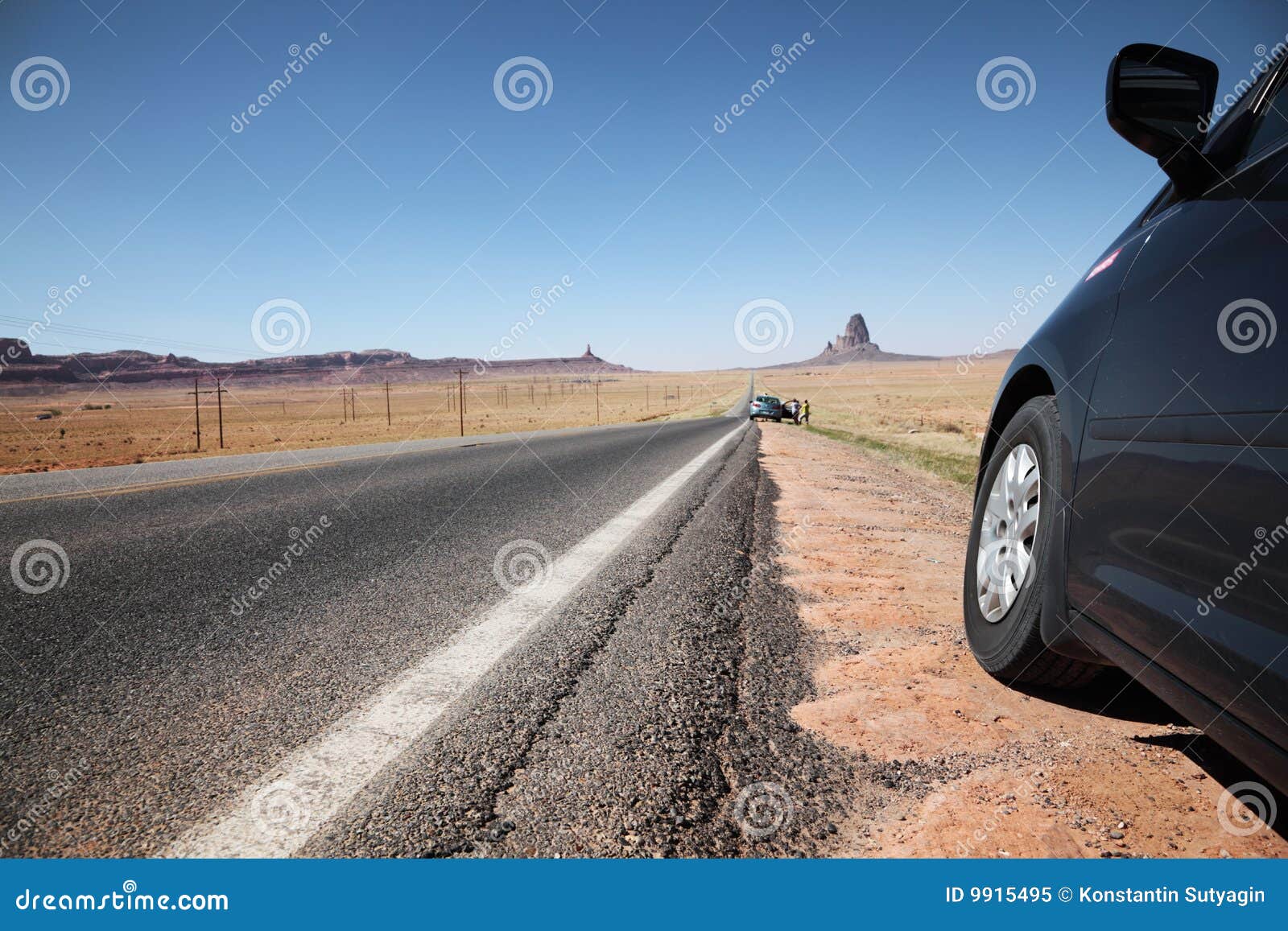 Car on side of road stock image. Image of perspective - 9915495