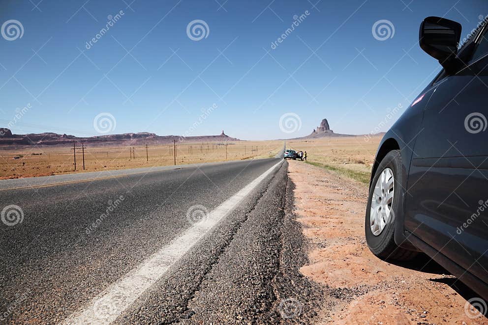 Car on side of road stock image. Image of perspective - 9915495
