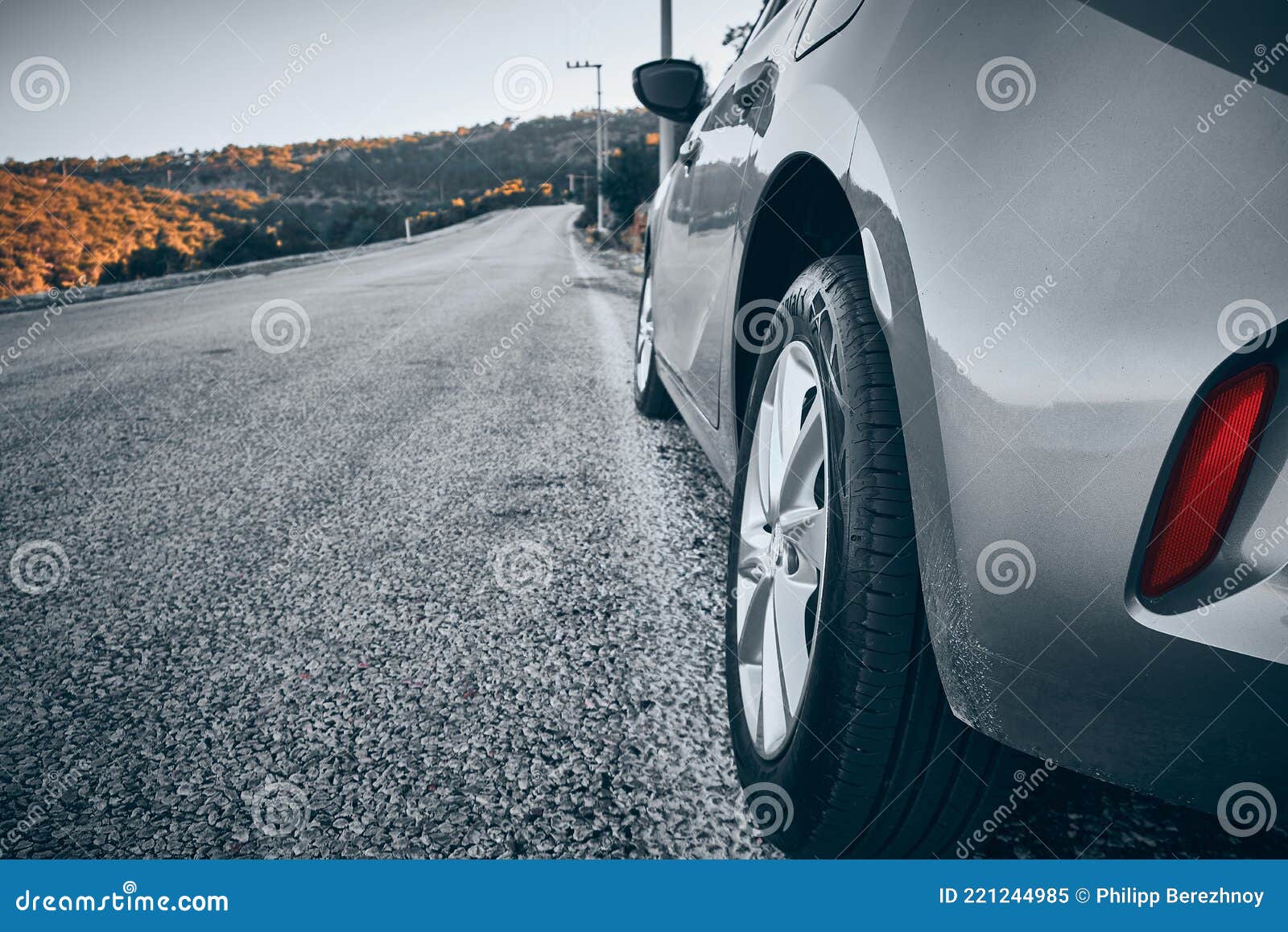 Car at the Side of the Road Stock Image - Image of wheel, blur: 221244985