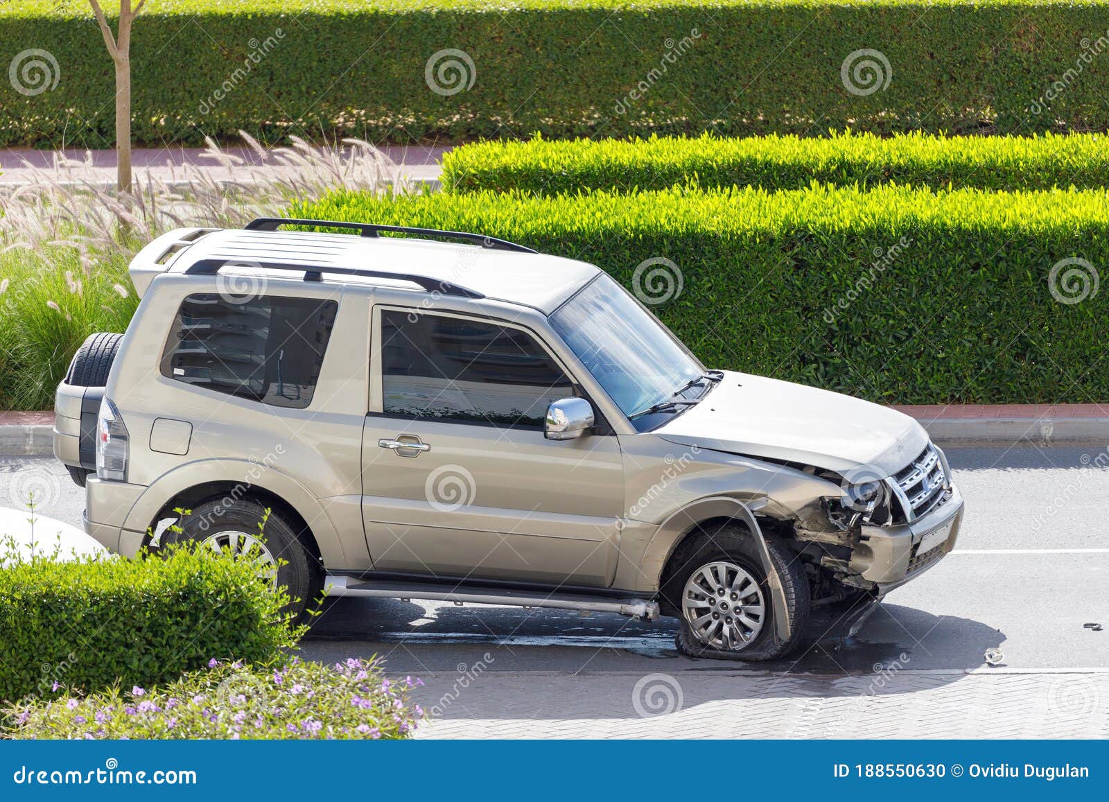 Car on the Side of the Road after it Was Involved in To an Accident ...