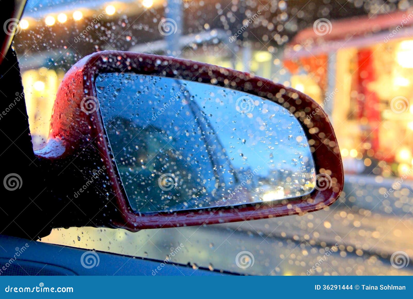 Car Side View Mirror with Rain Drops Stock Photo - Image of equipment ...