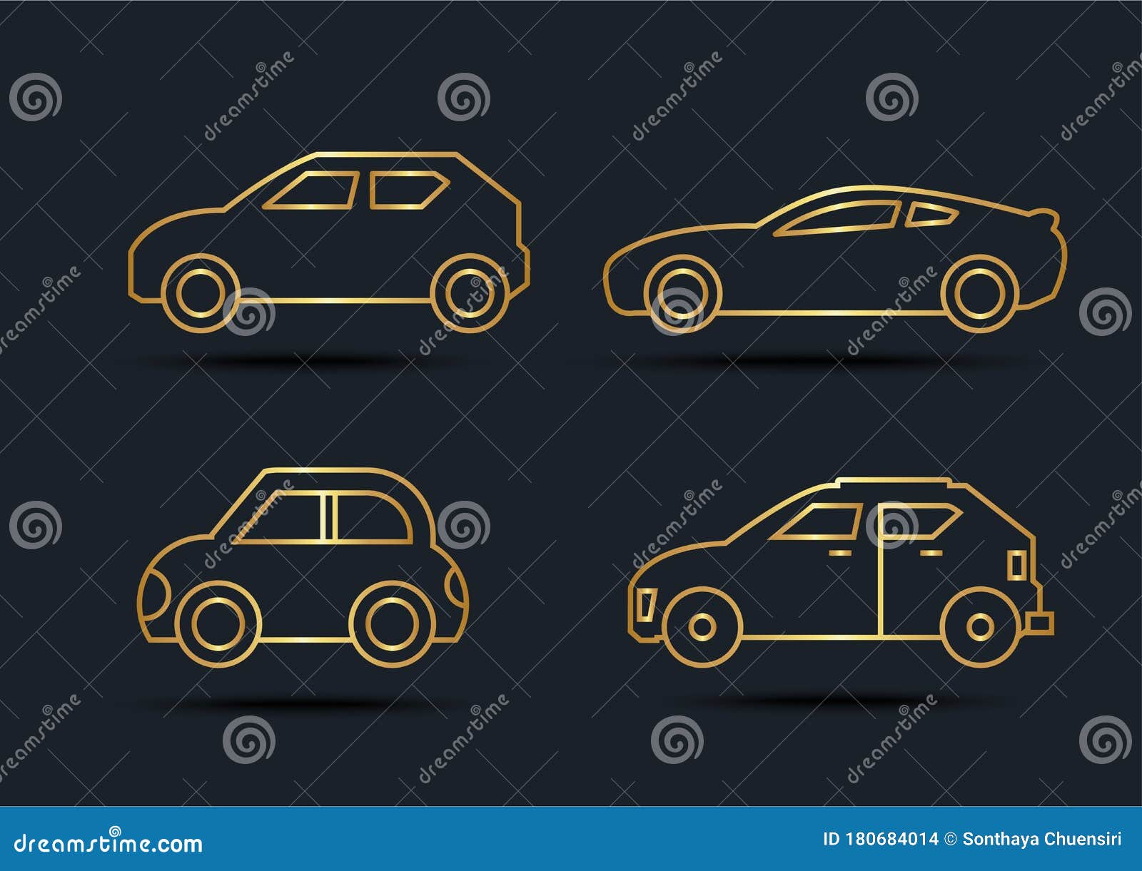 Car Side View Sets,transportation,Gold Color,vector Illustrations Stock ...