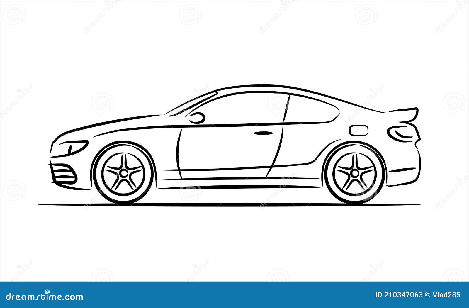 Modern Car Coupe, Abstract Silhouette on White Background. Stock Vector ...