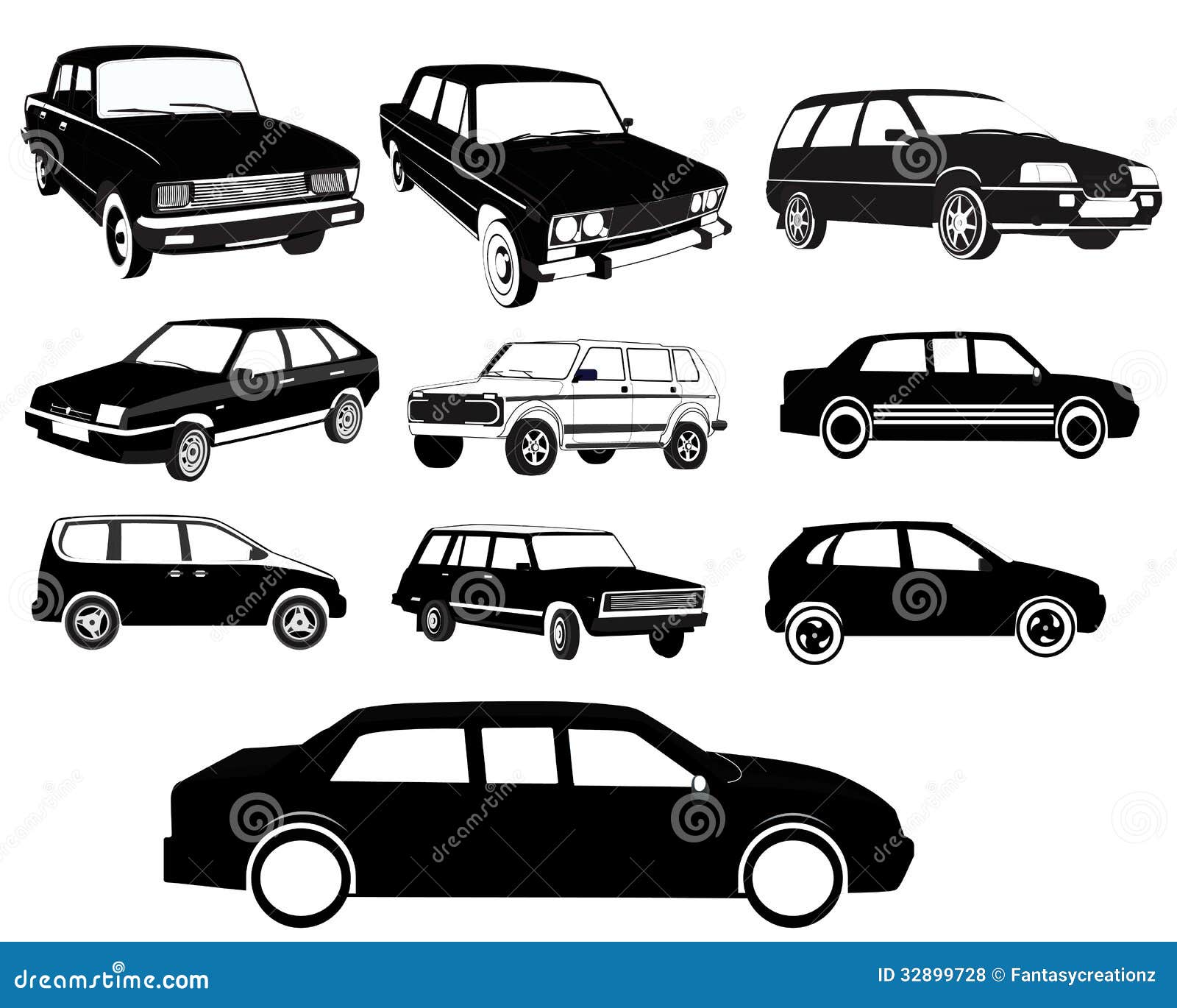 Car silhouettes stock vector. Illustration of vector - 32899728