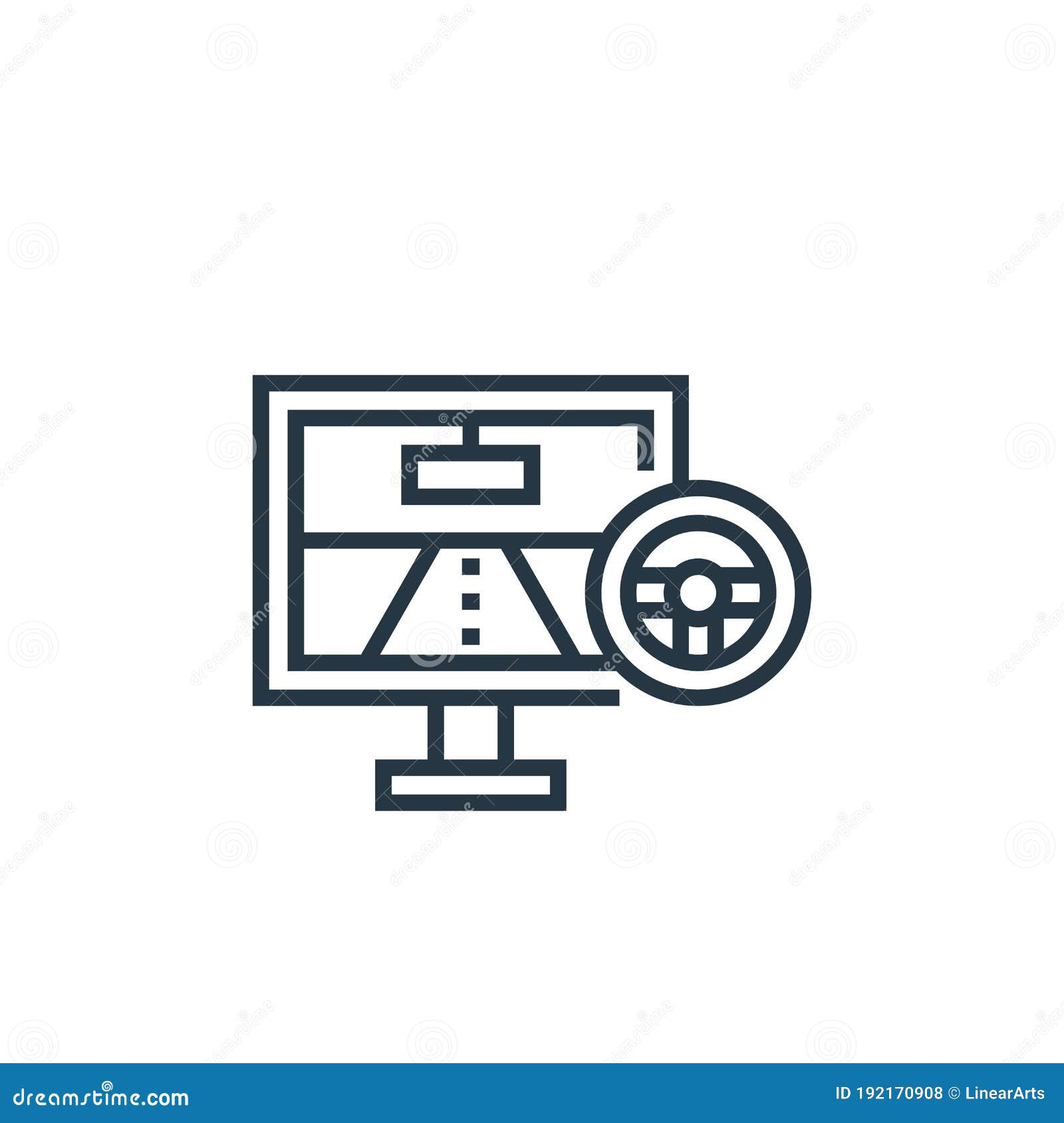 Car Simulation Icon Vector from Driving School Concept. Thin Line ...