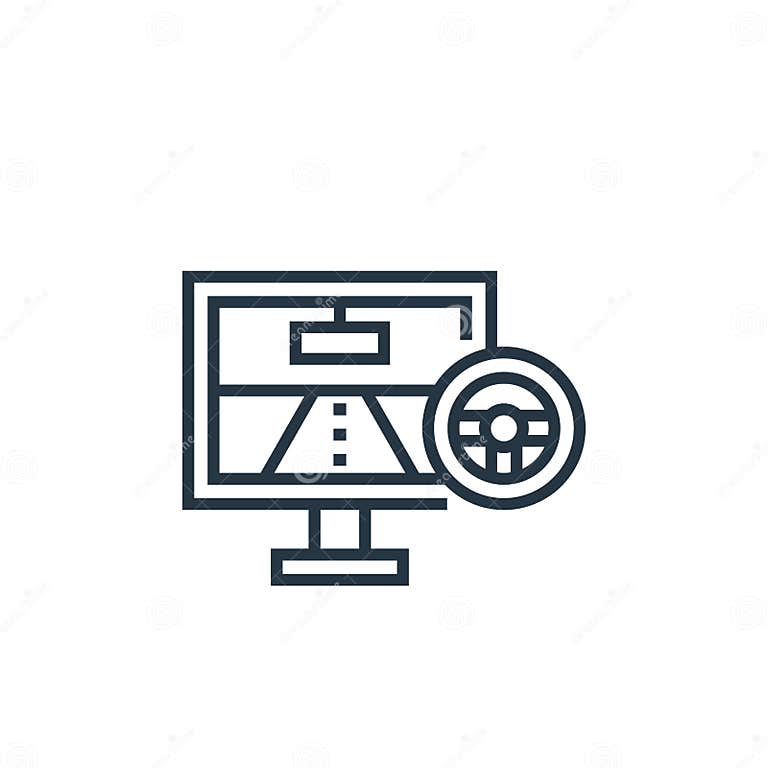 Car Simulation Icon Vector from Driving School Concept. Thin Line ...