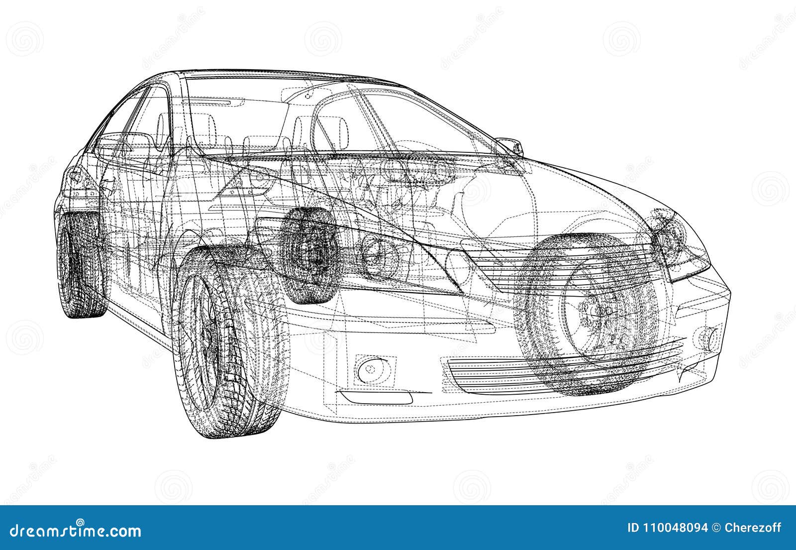 Car sketch. Vector stock vector. Illustration of bumper - 110048094