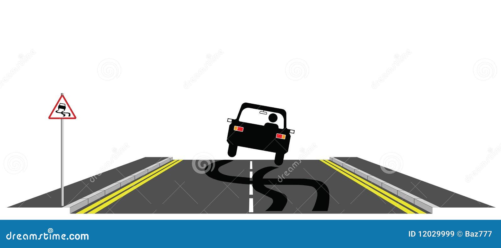 Car skidding stock vector. Illustration of footpath, kerb - 12029999