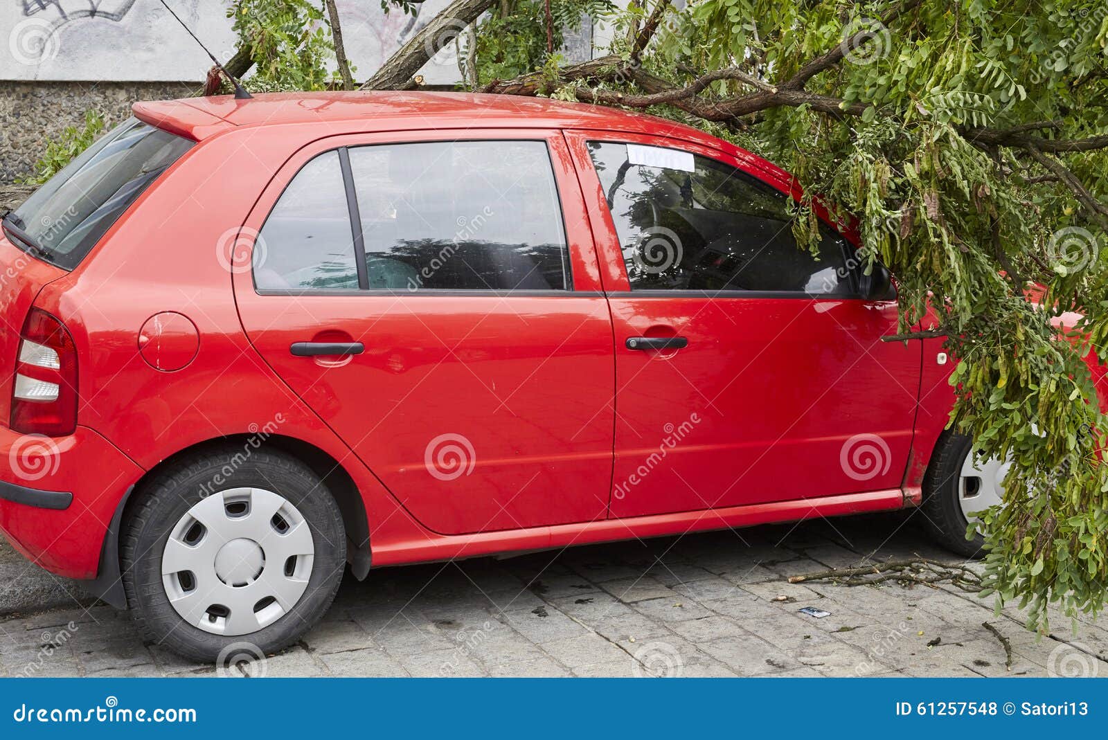 Car smashed by high winds stock photo. Image of poland - 61257548