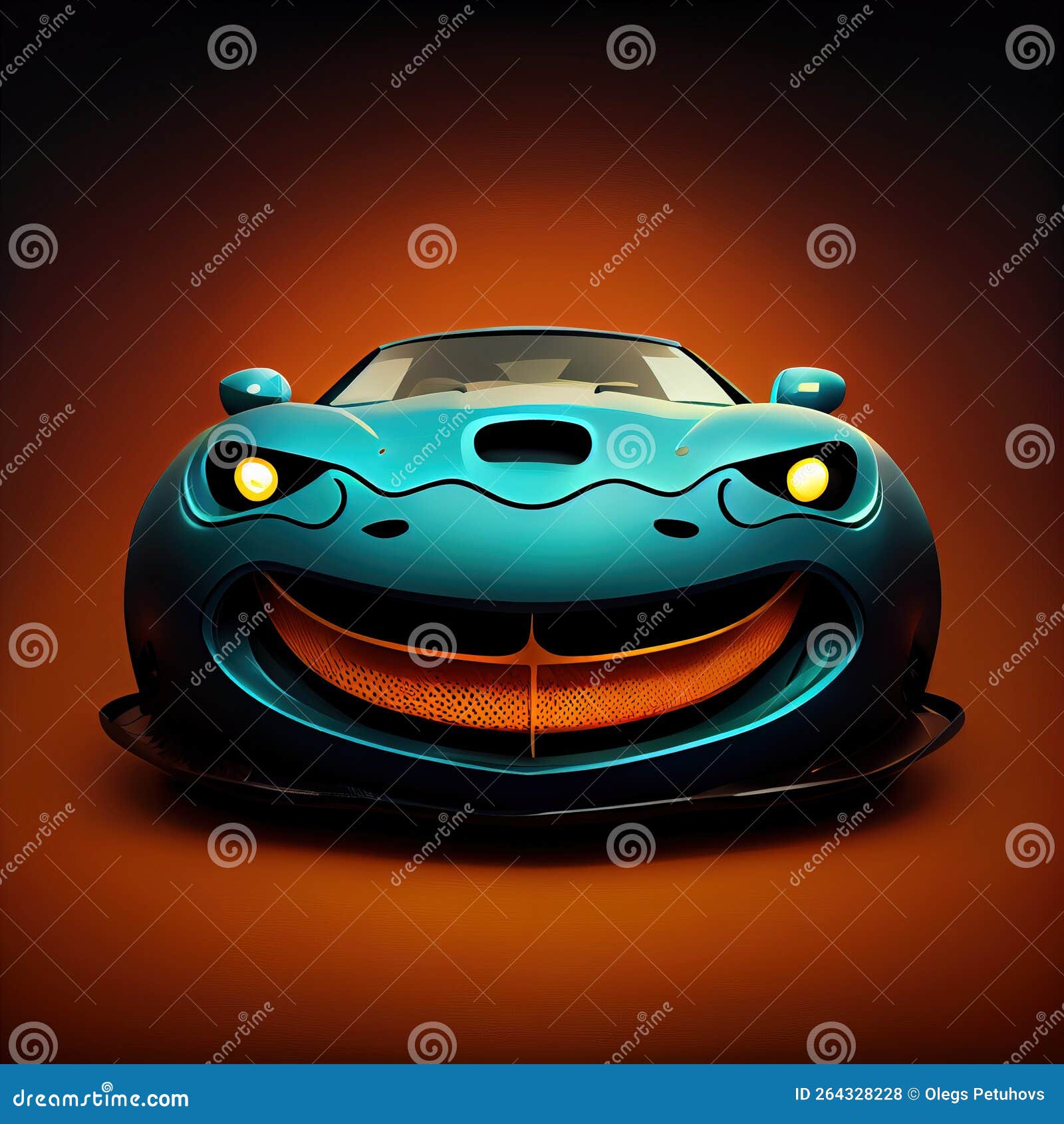 A Car with a Smile on Its Face and a Hood Up on it S Head Stock ...