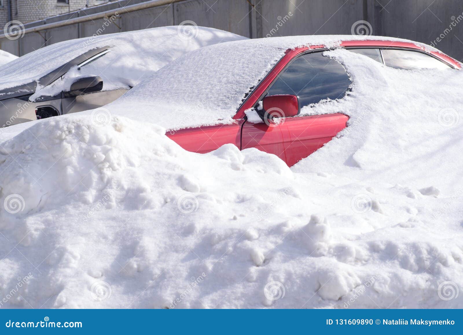 The car in snow stock photo. Image of blizzard, seasonal - 131609890