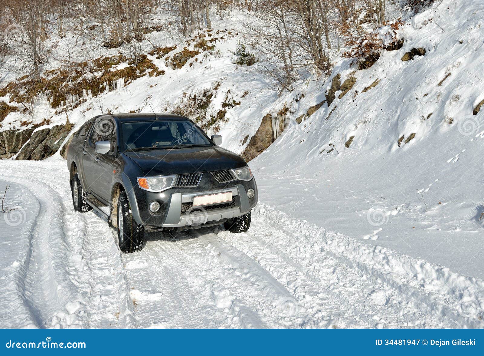 Car on the snow road stock image. Image of metal, snowdrift - 34481947