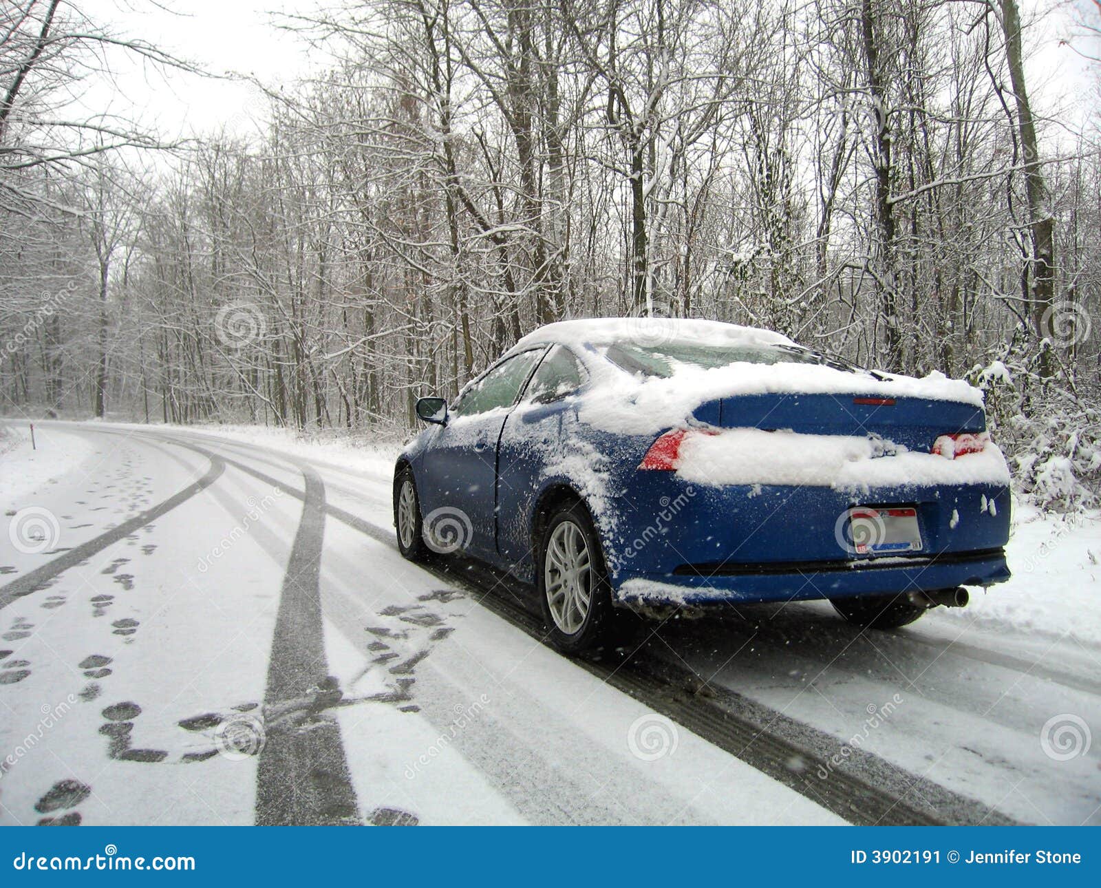 Car on Snowy Road stock image. Image of seasons, hard - 3902191
