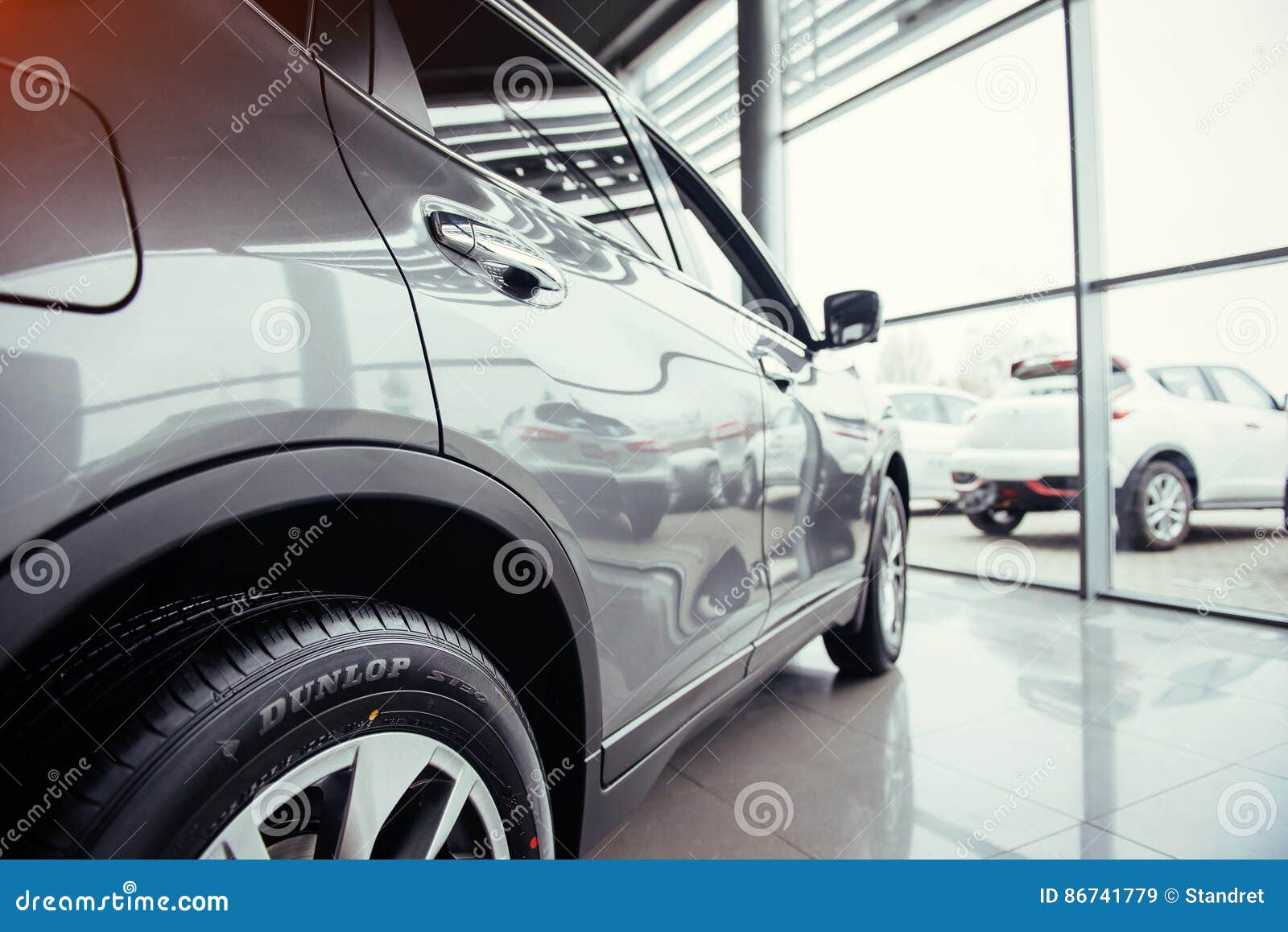 Of the Car in the Spacious Showroom with Large Windows Stock Image ...