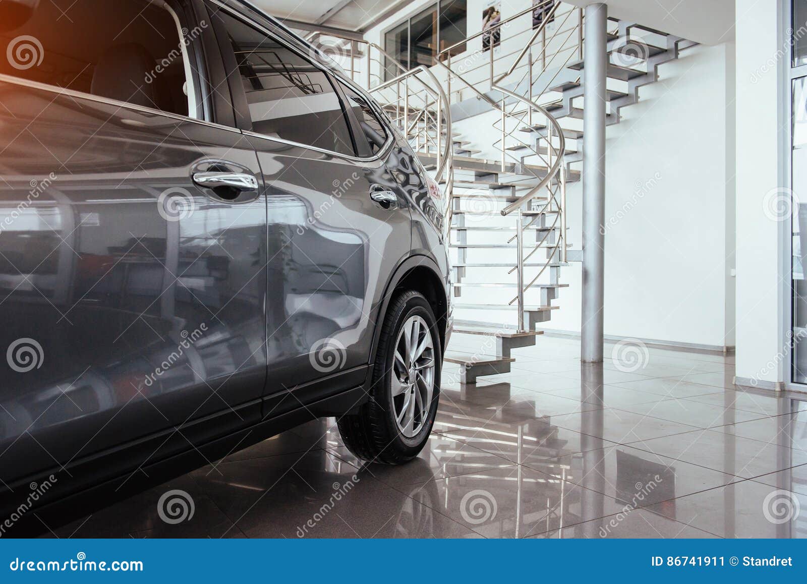 Of the Car in the Spacious Showroom with Large Windows Stock Image ...
