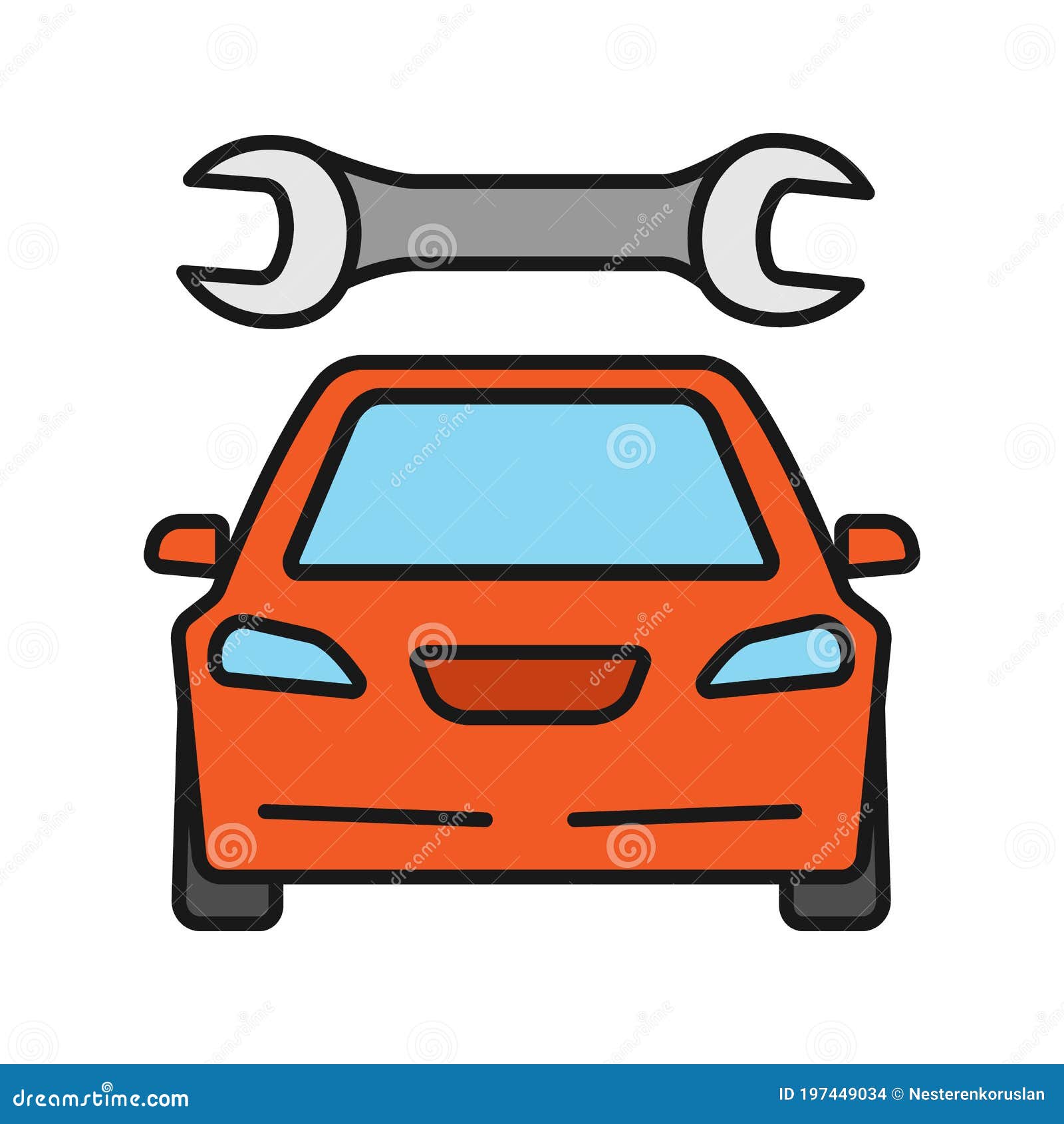 Car with Spanner Color Icon Stock Vector - Illustration of service ...