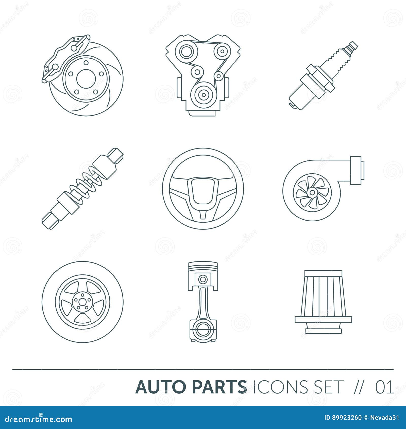 Car spare parts stock illustration. Illustration of engine - 89923260
