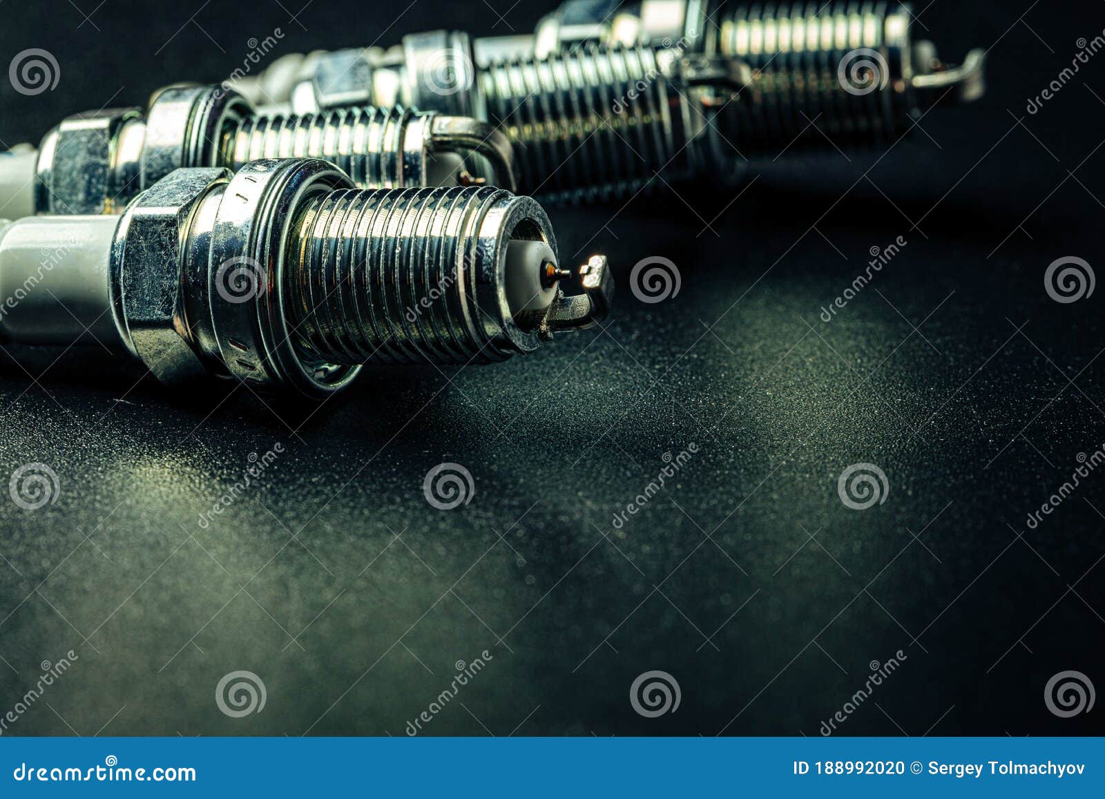 Car Spark Plugs on Black Background Close Up Stock Photo - Image of ...
