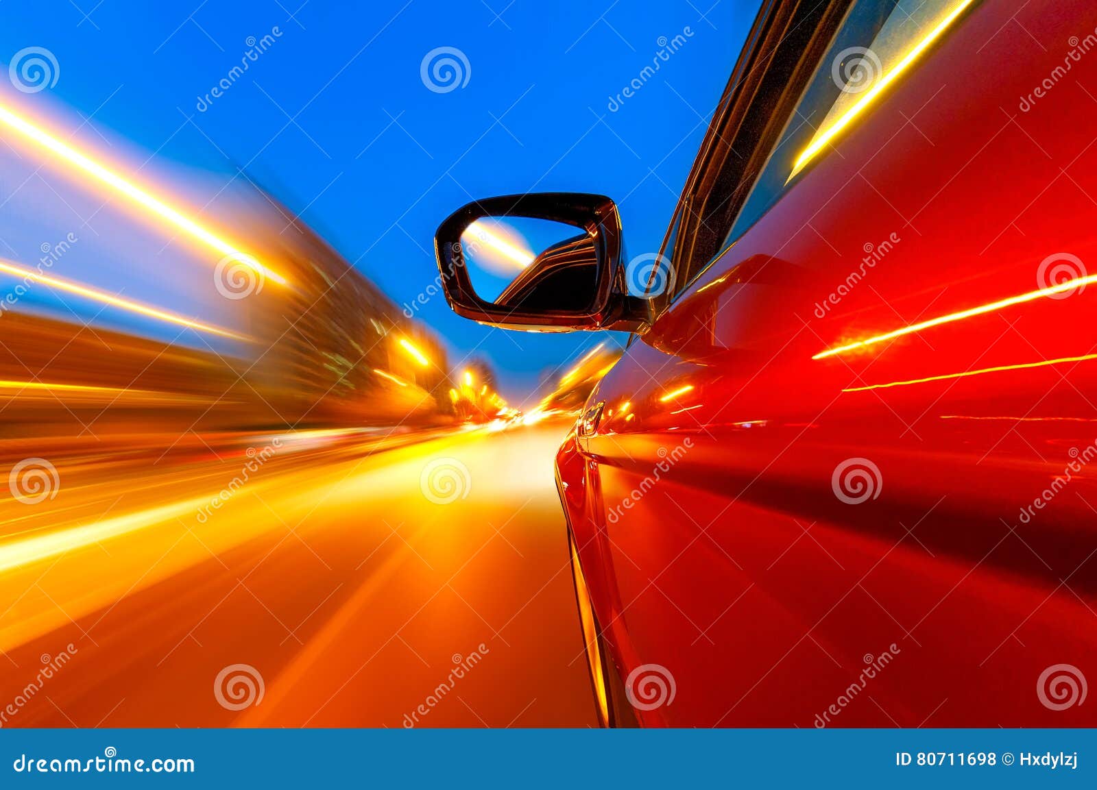 The Car Sped on the Road at Night Stock Photo - Image of modern, faster ...