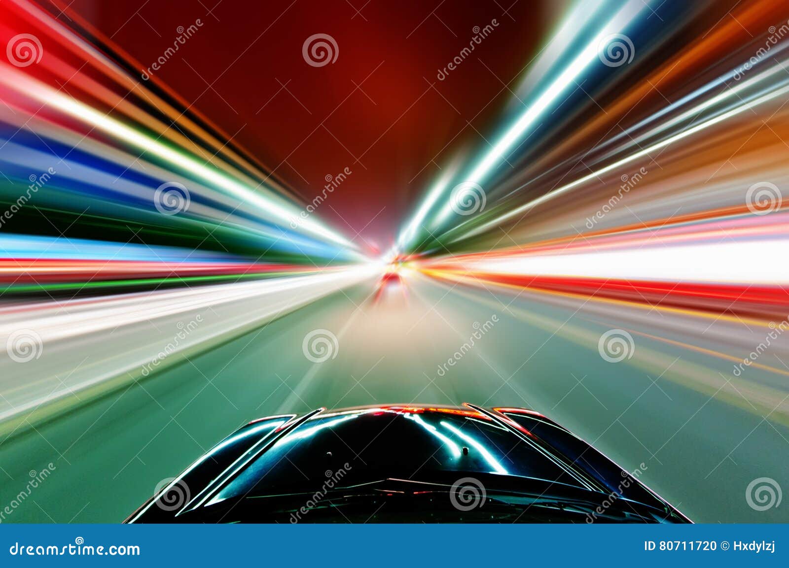 The Car Sped on the Road at Night Stock Photo - Image of movement ...