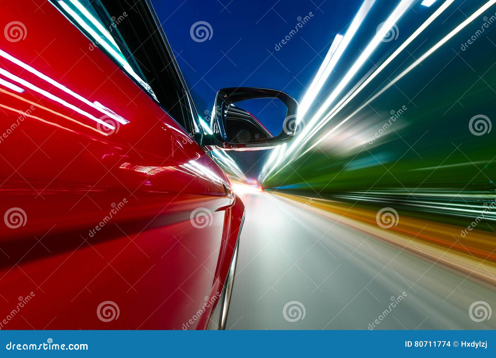 The Car Sped on the Road at Night Stock Photo - Image of modern, moving ...
