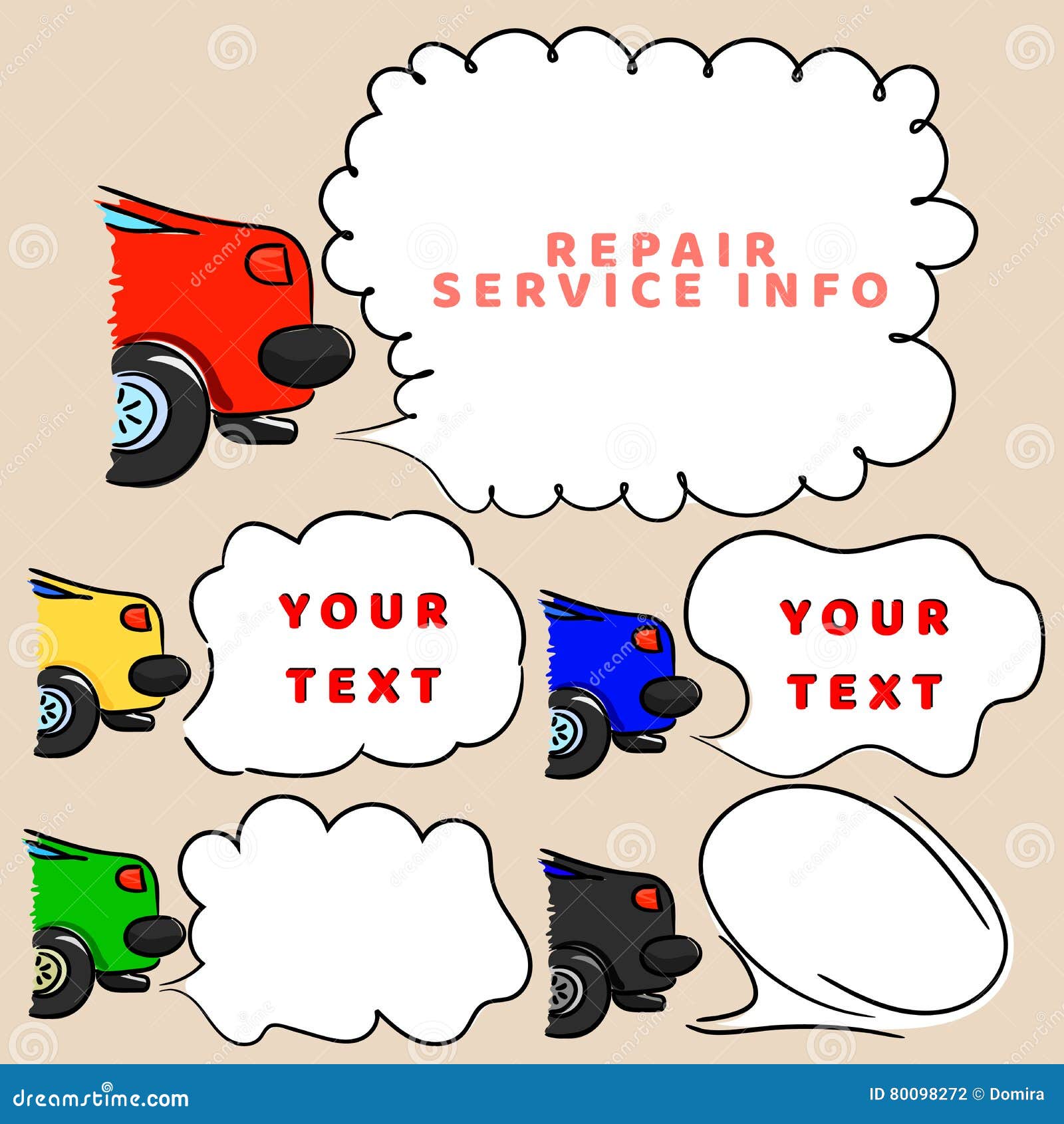 Car and Speech Bubbles for Message. Sketchy Automobile Tags Cloud Stock ...